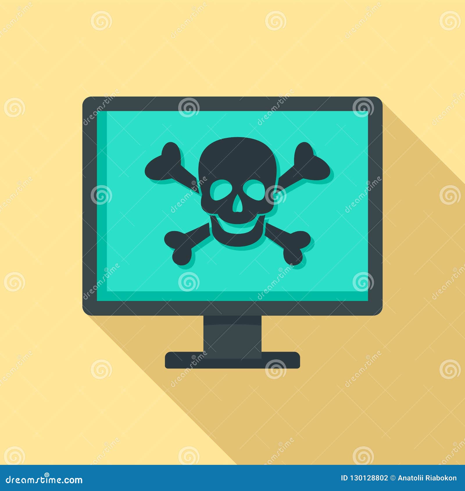 Computer Virus Attack Icon, Flat Style Stock Vector - Illustration of ...