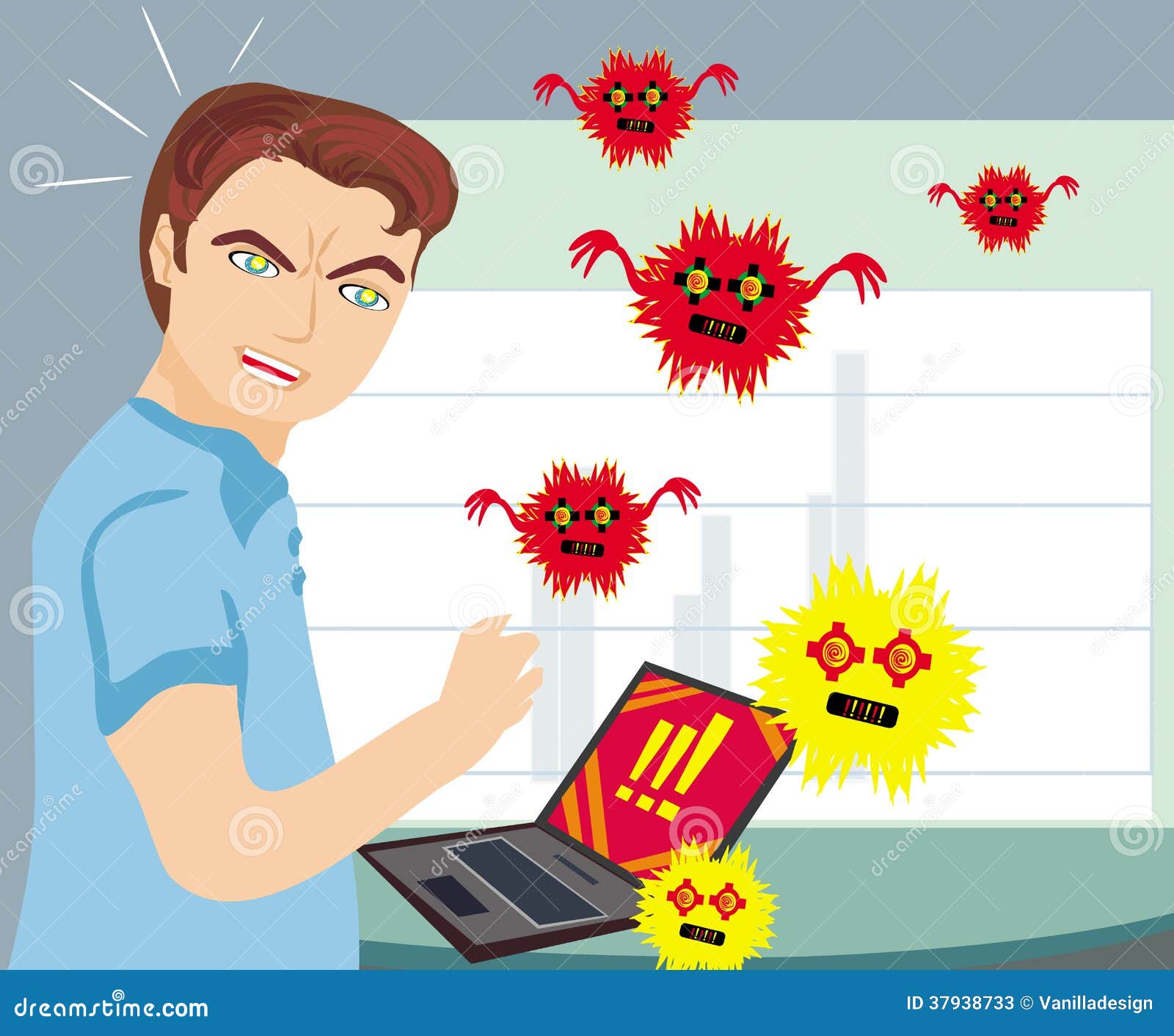 Computer Virus Attacking Laptop Stock Vector - Illustration of danger ...