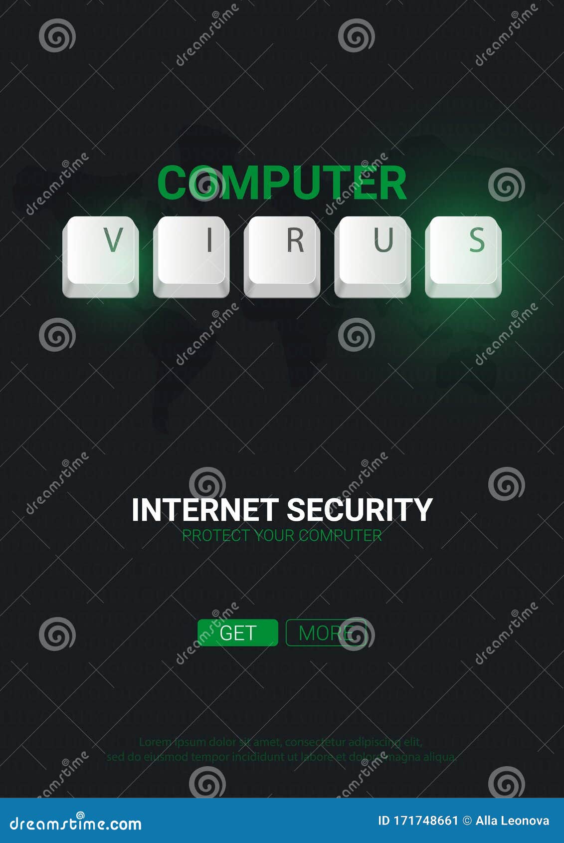 Computer Virus Banner with Keyboard Buttons. Vector Illustration. Stock ...