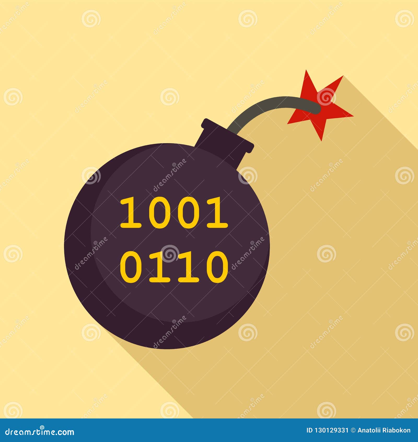 Computer Virus Bomb Icon, Flat Style Stock Vector - Illustration of ...