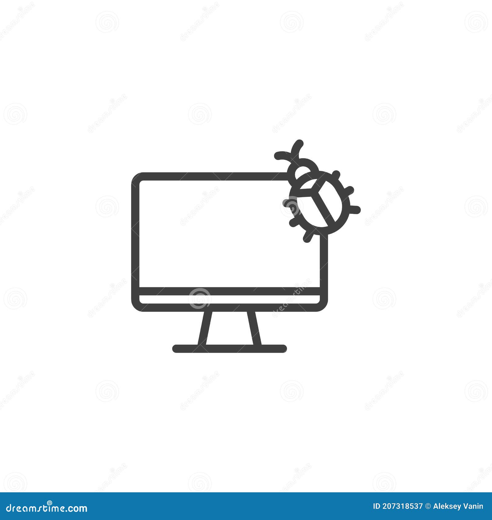 Computer Virus Bug Line Icon Stock Illustration - Illustration of ...