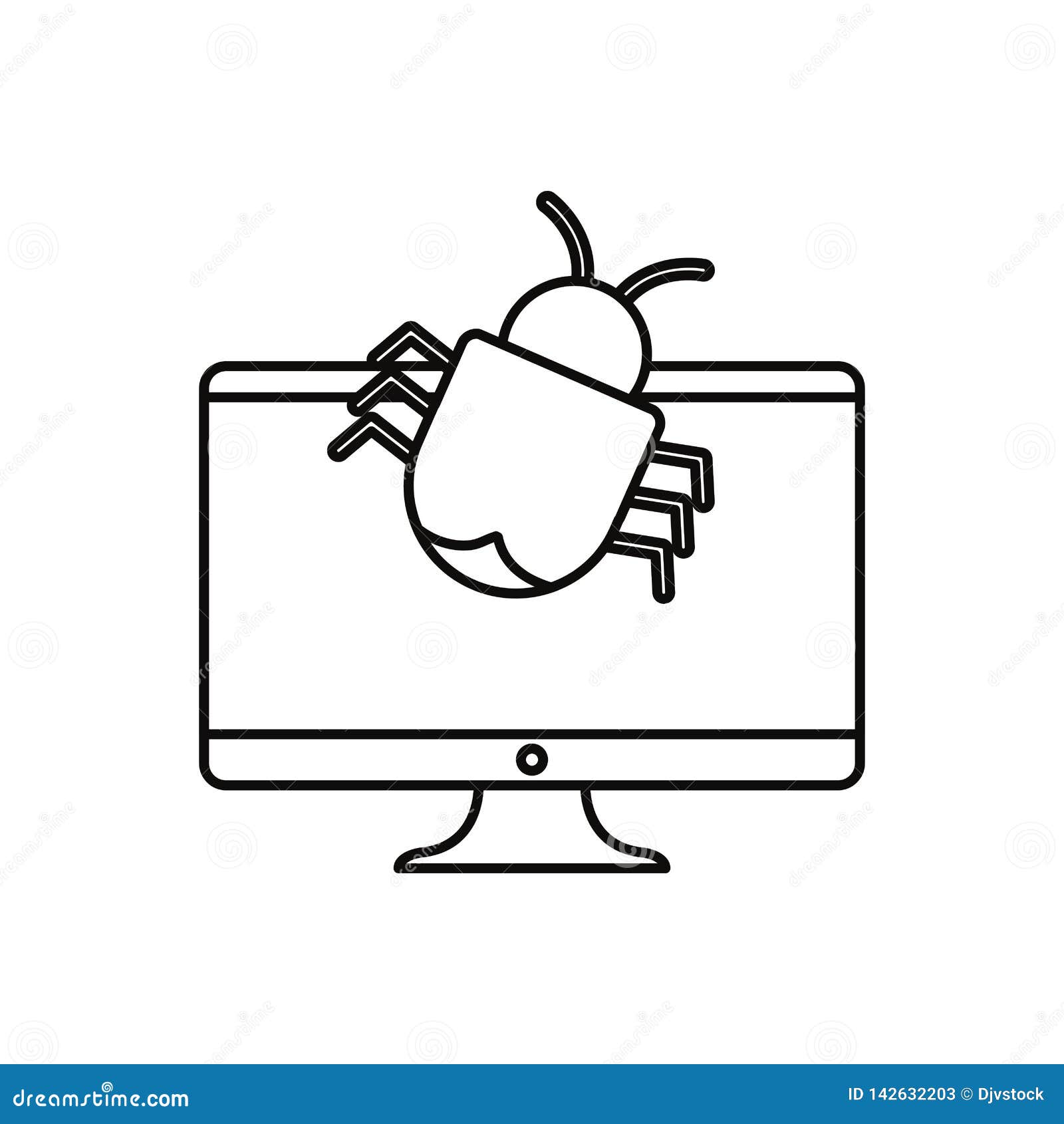Computer Virus Bug White Background Stock Vector - Illustration of ...