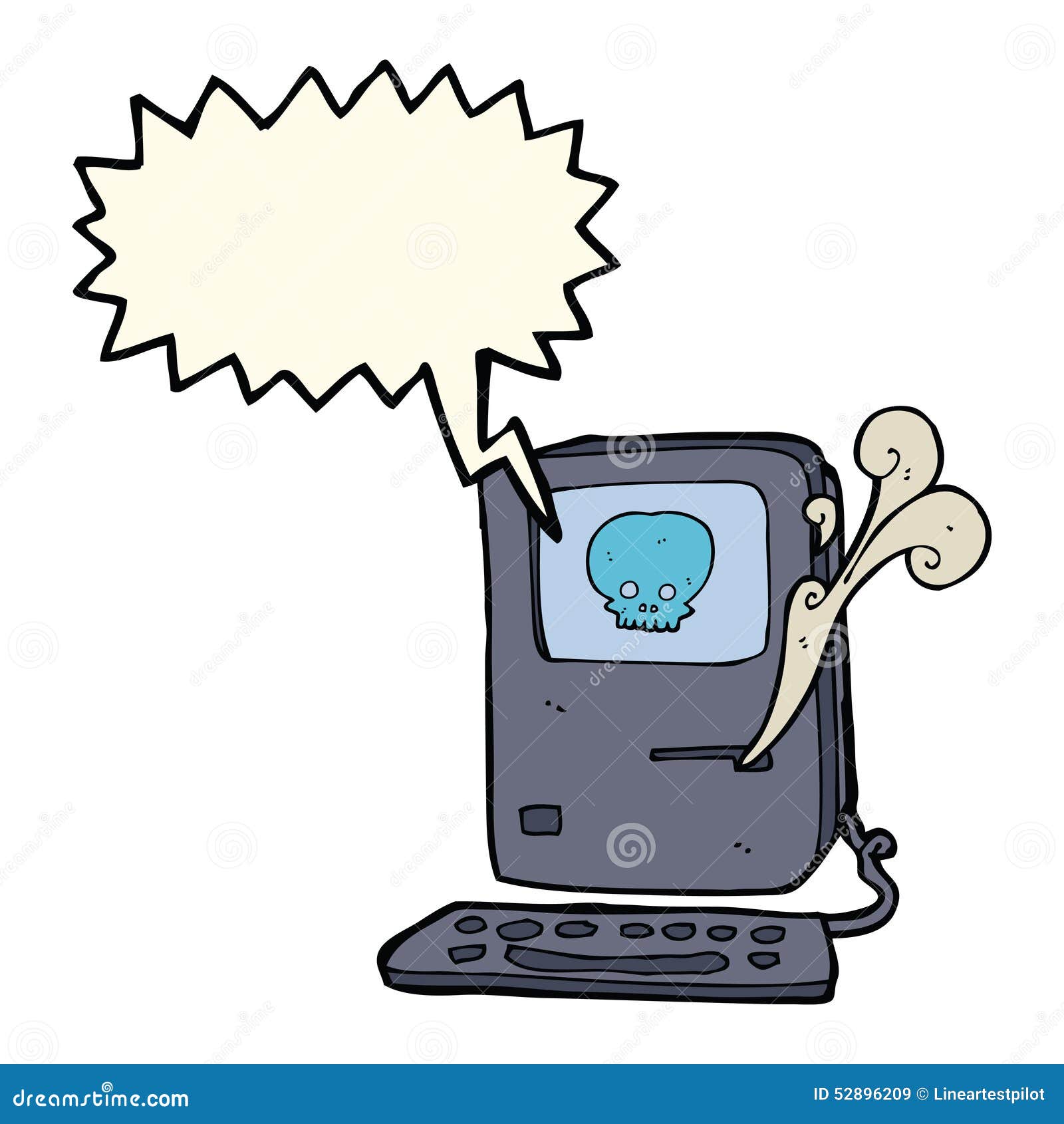 Computer Virus Cartoon with Speech Bubble Stock Illustration ...