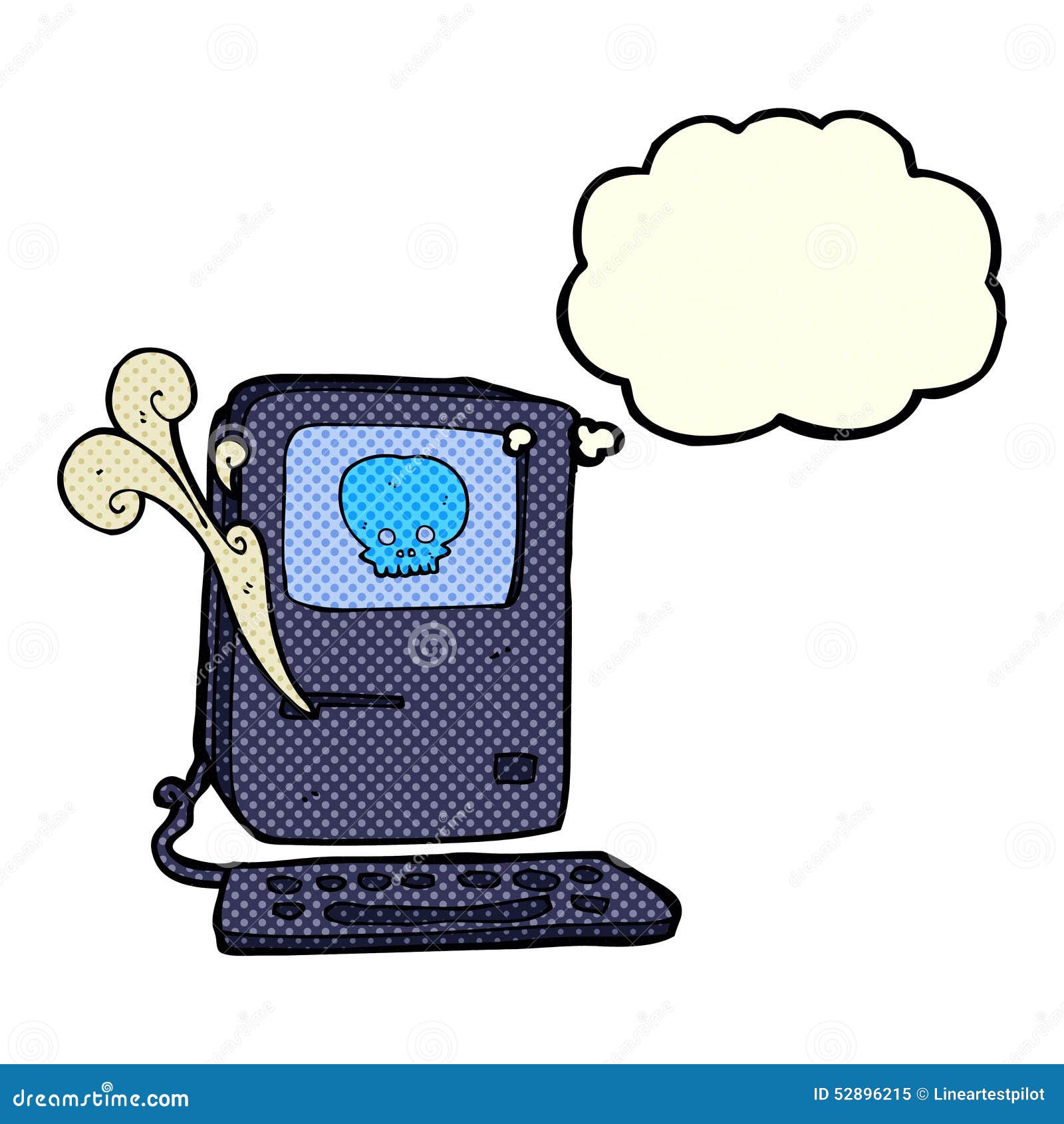 Computer Virus Cartoon with Thought Bubble Stock Illustration ...