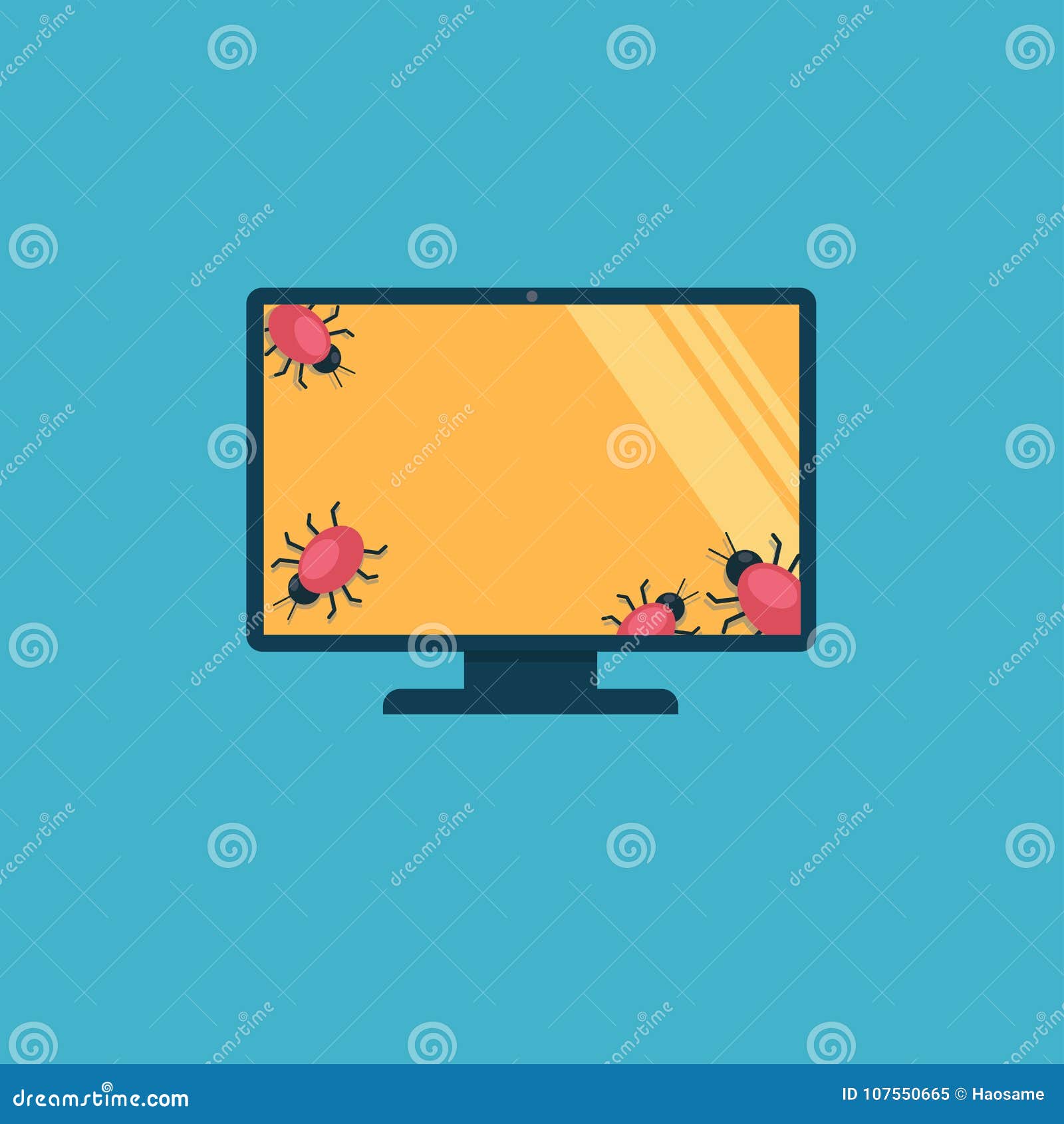 Computer Virus. the Computer is Infected, Viruses in the Form of Bugs ...