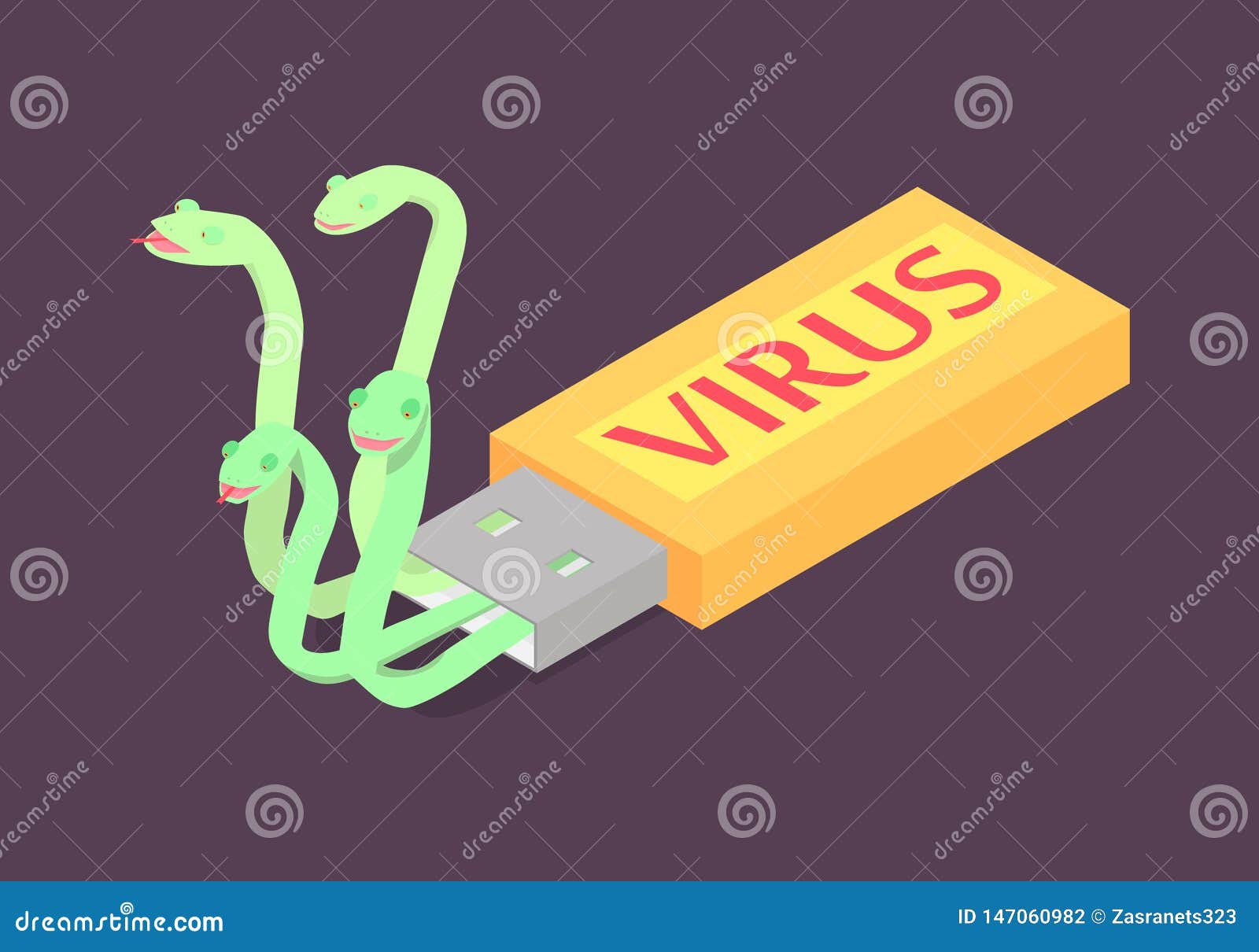 Computer Virus on Flash Usb Drive. Stock Vector - Illustration of ...
