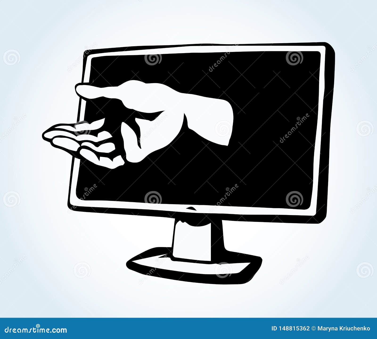 Computer Virus. Hand Out of the Screen. Vector Drawing Stock Vector ...
