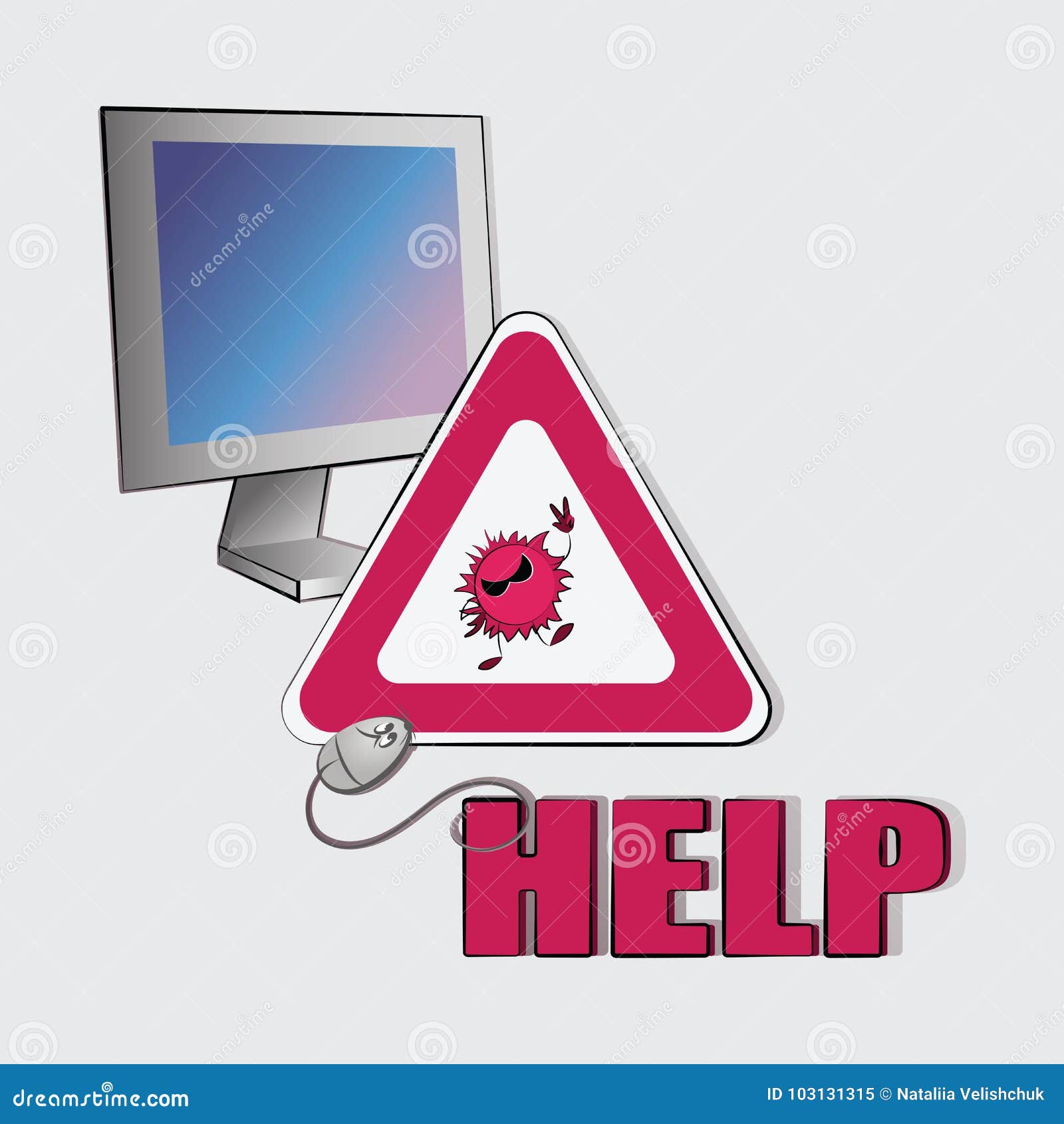 Computer virus. Help stock vector. Illustration of symbol - 103131315