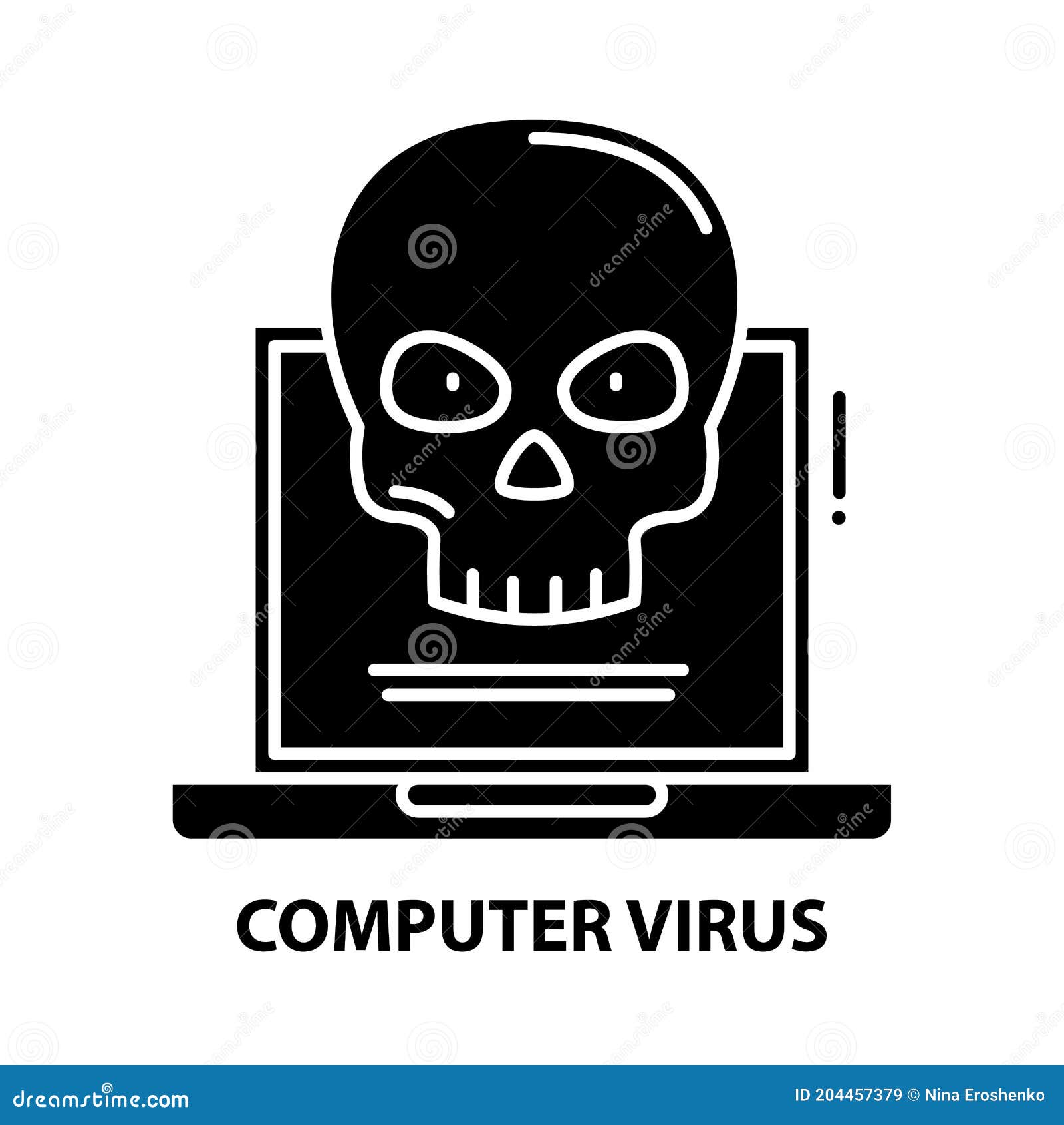 Computer Virus Icon, Black Vector Sign with Editable Strokes, Concept ...