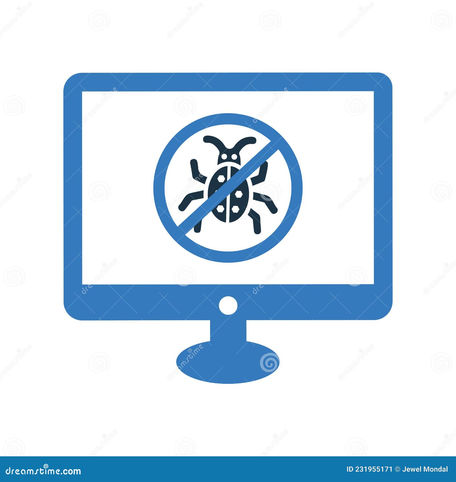 Computer Virus Icon. Blue Vector Design Stock Vector - Illustration of ...