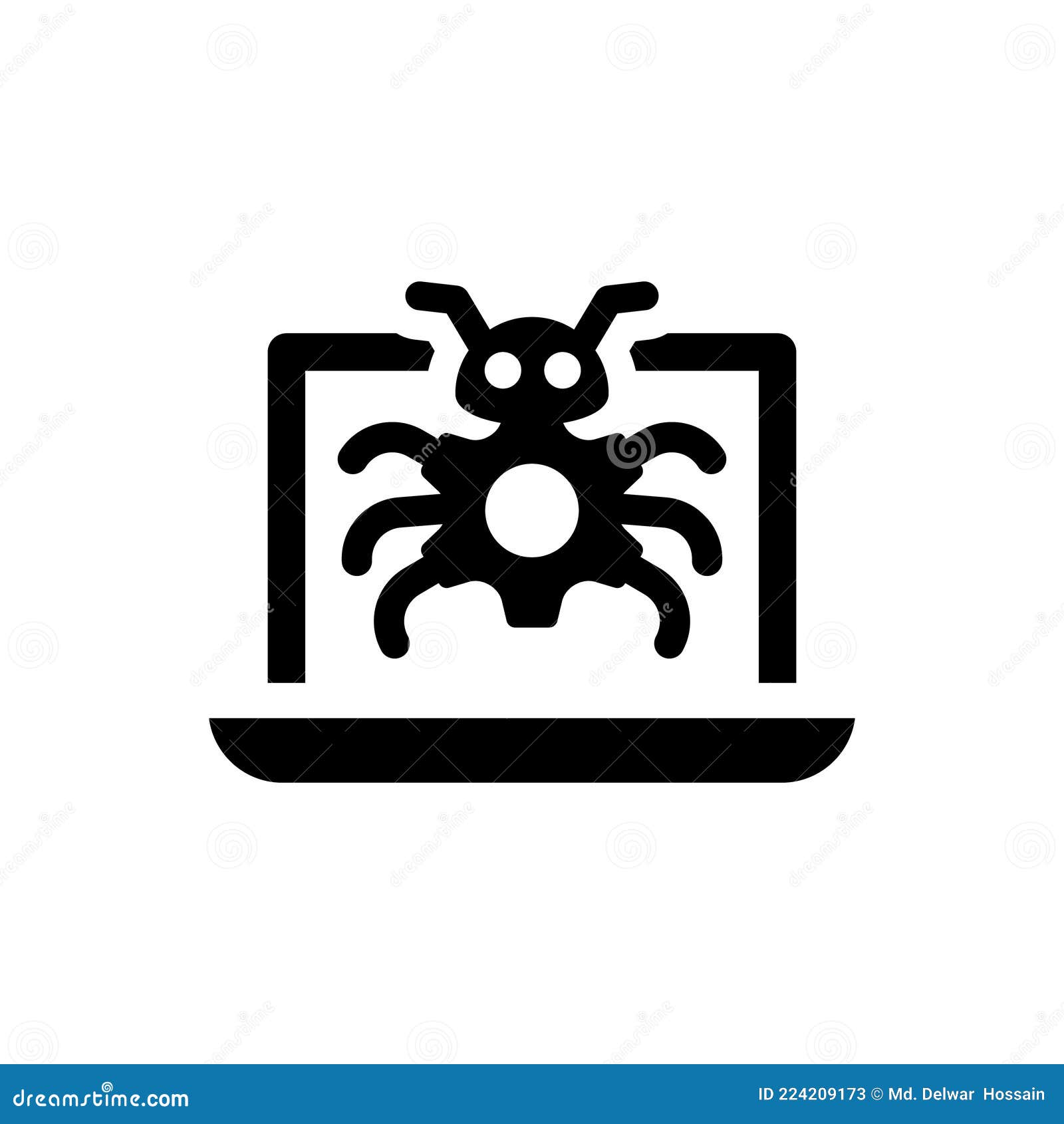 Computer virus icon stock vector. Illustration of virus - 224209173