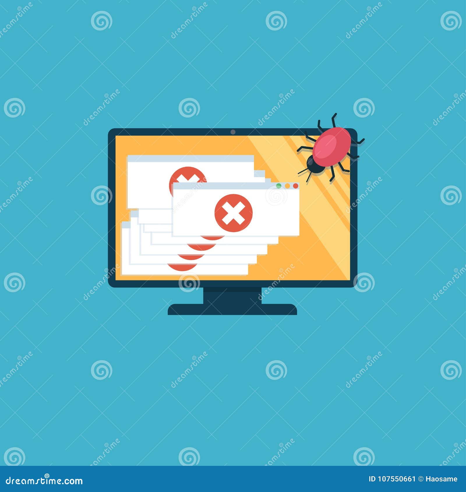 Computer Virus. the Computer is Infected, There are a Lot of Alert ...