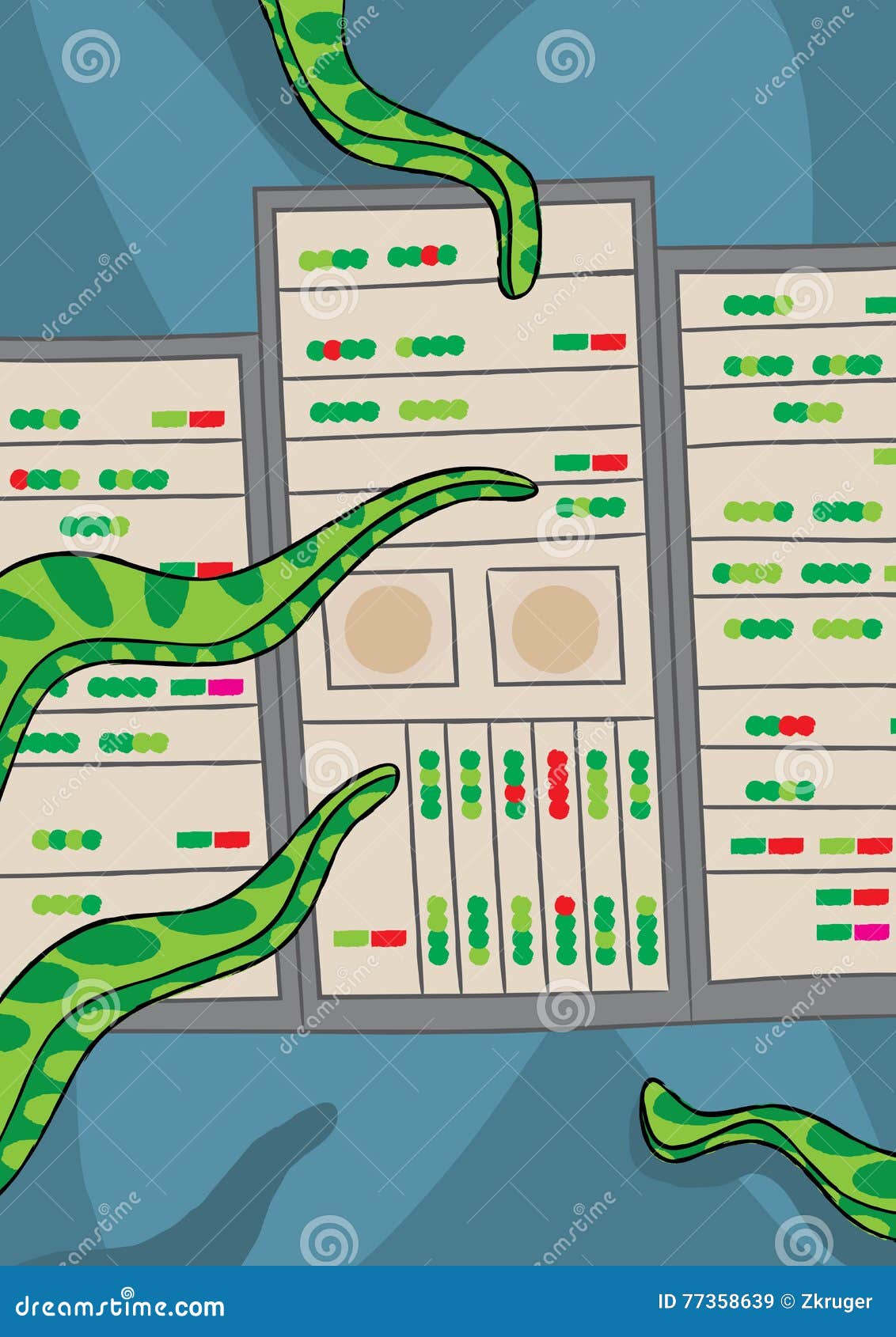 Computer Virus Infection in Data Center Stock Vector - Illustration of ...