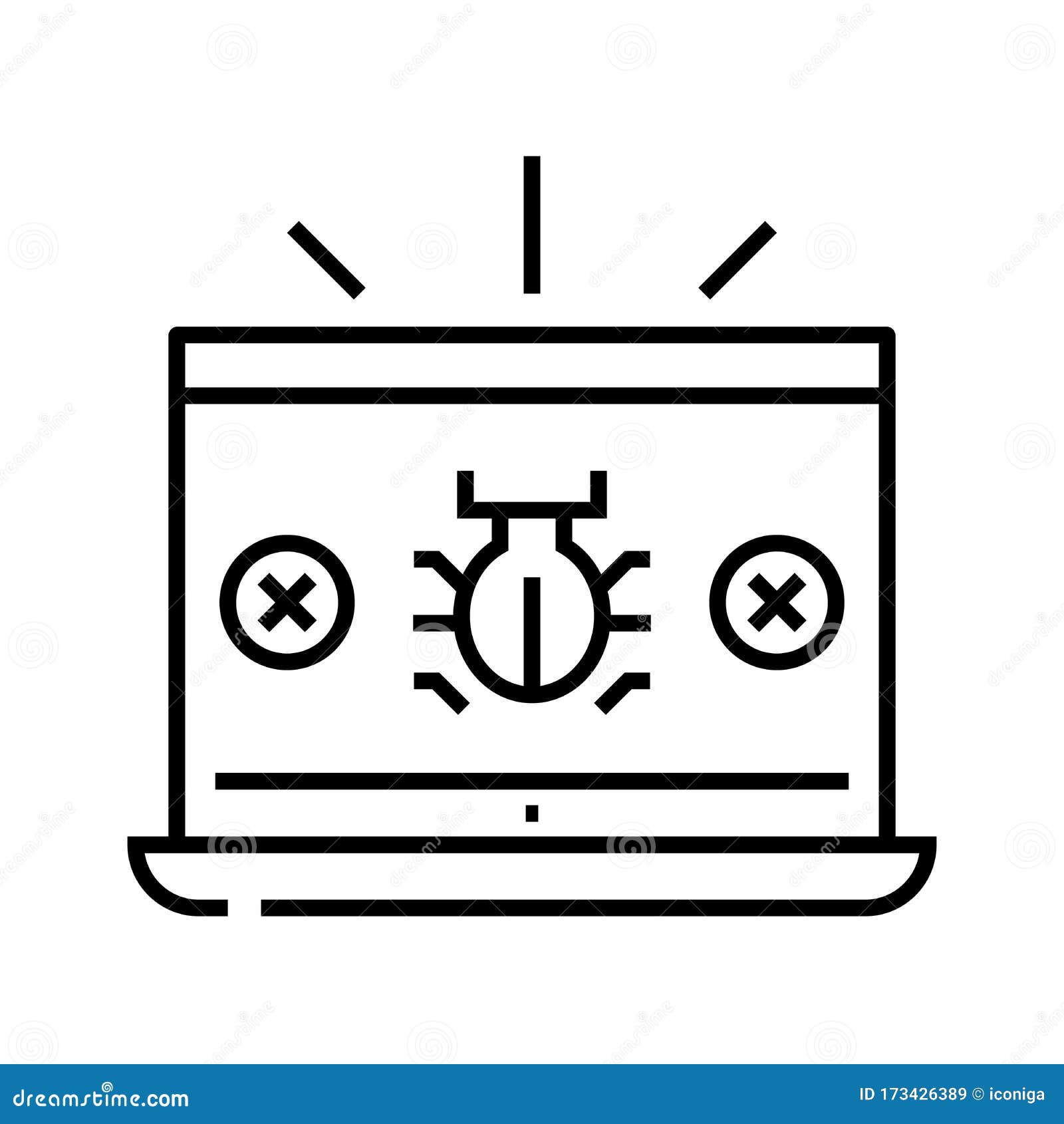 Computer Virus Infection Line Icon, Concept Sign, Outline Vector ...