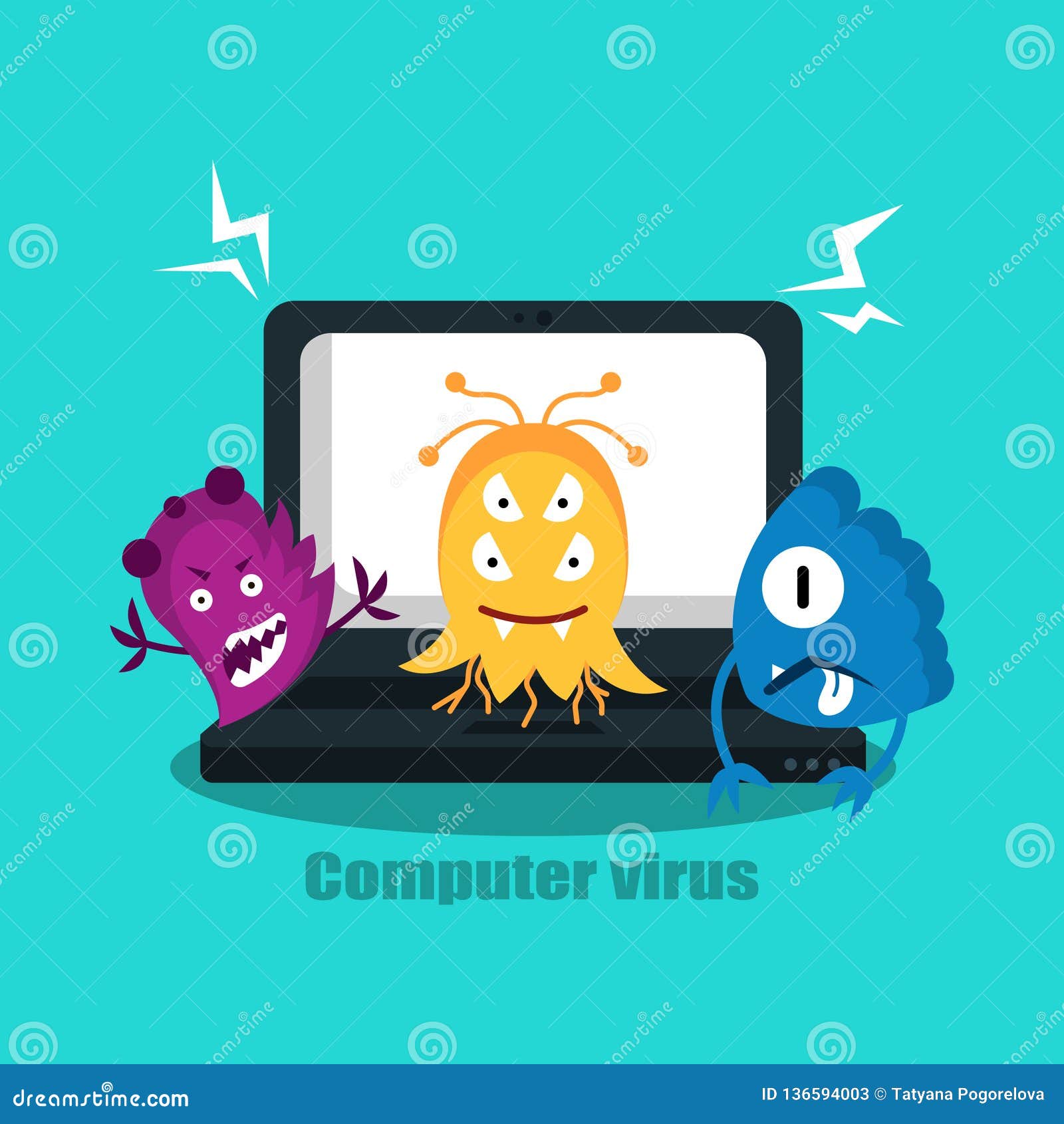 Computer Virus Internet Security Attack, Vector Illustration Stock ...