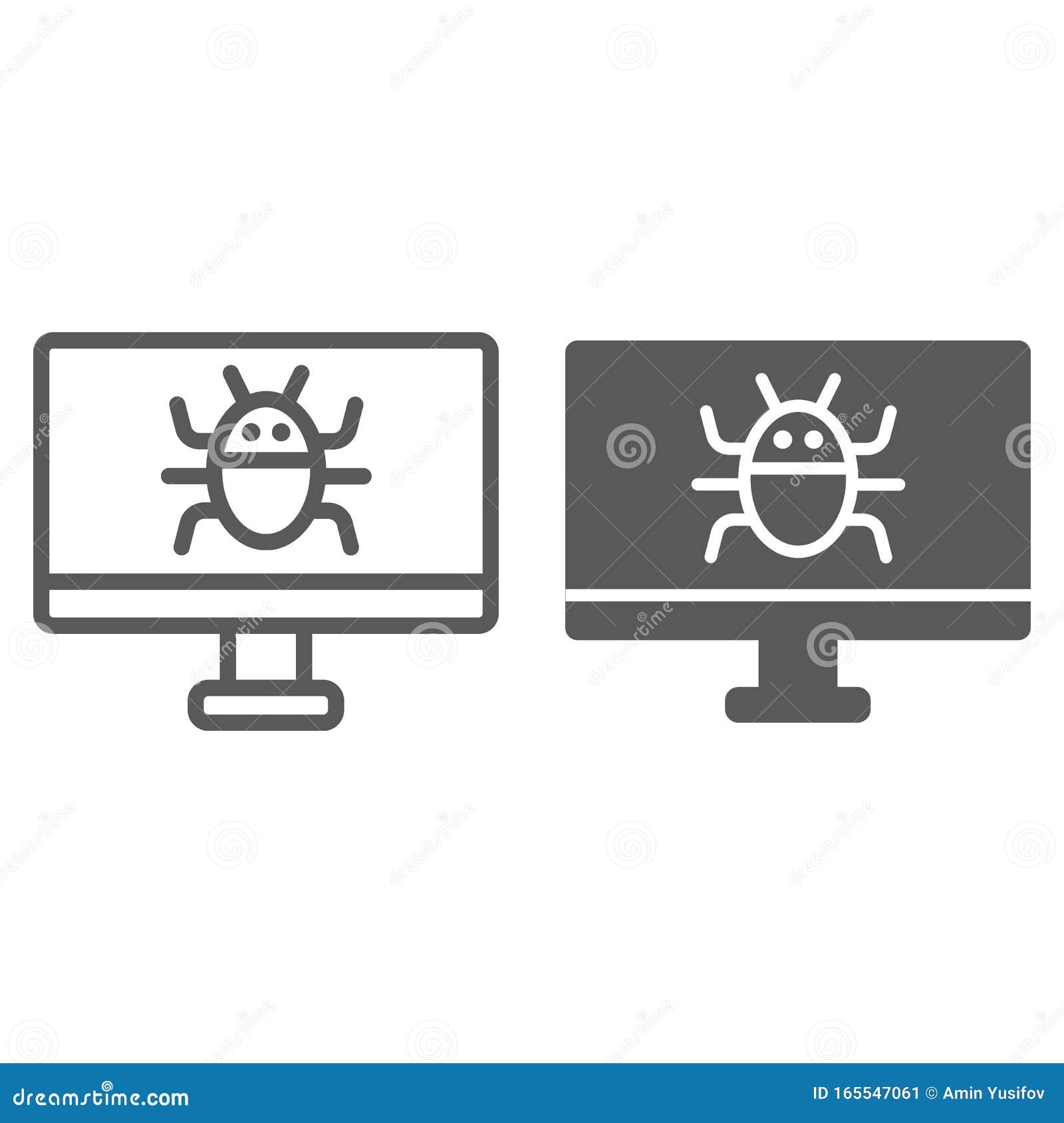 Computer Virus Line and Glyph Icon, Technology and Device, Software Bug ...