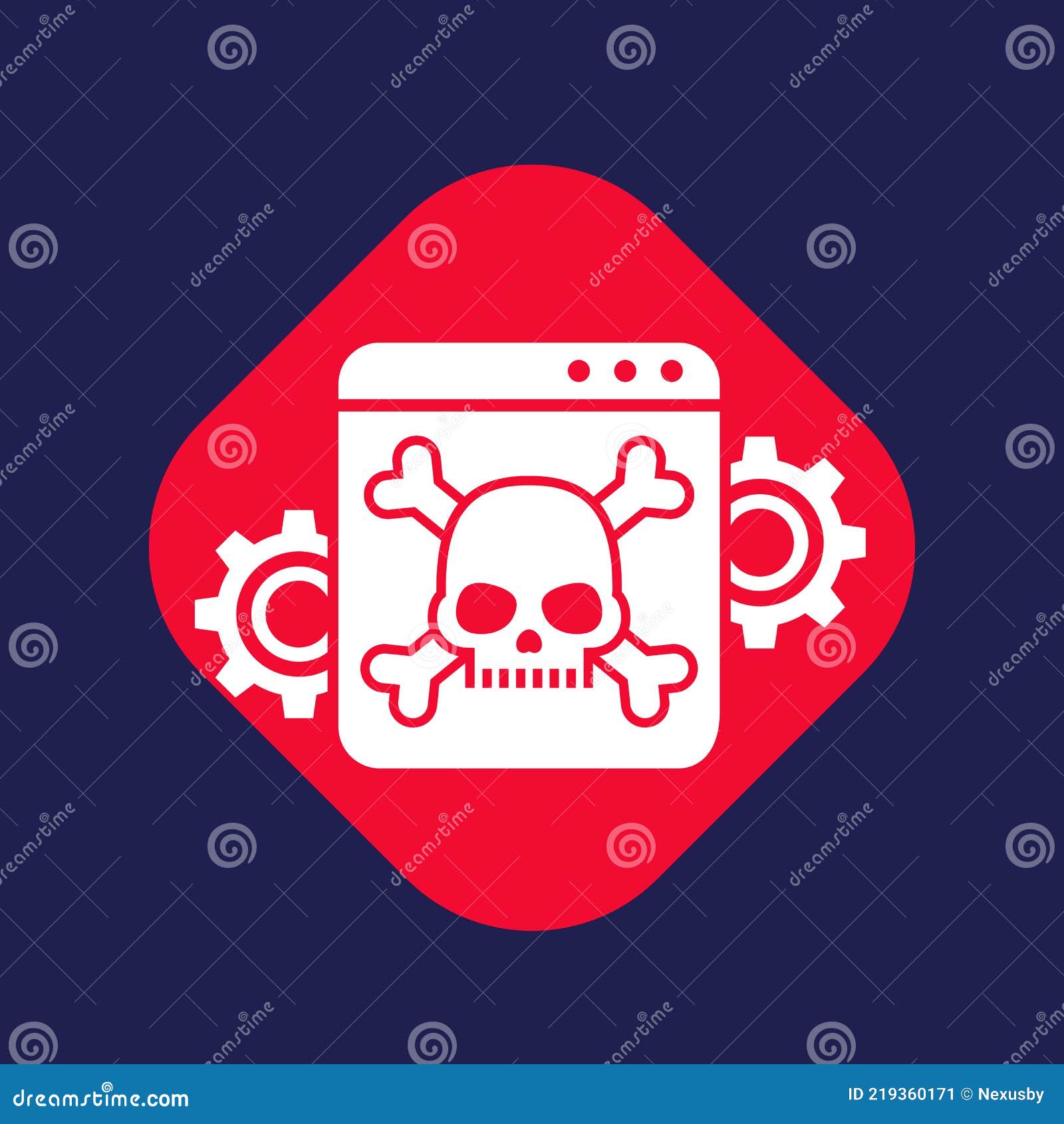 Computer Virus, Malware Attack Icon with Skull Stock Vector ...