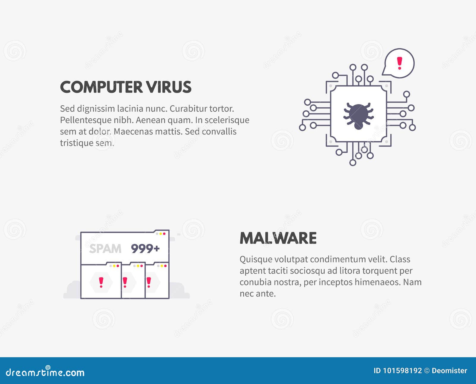 Computer Virus and Malware. Cyber Security Concept Stock Vector ...