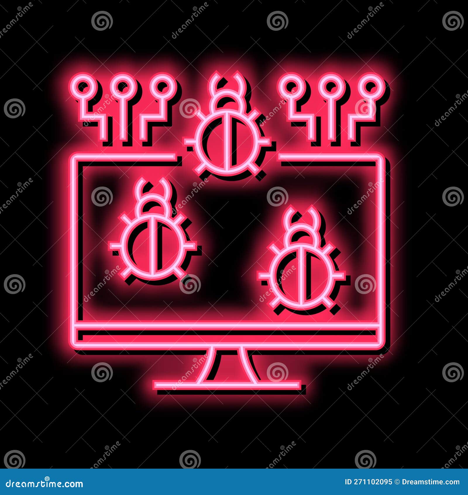 Computer Virus Neon Glow Icon Illustration Stock Vector - Illustration ...