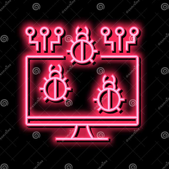 Computer Virus Neon Glow Icon Illustration Stock Vector - Illustration ...