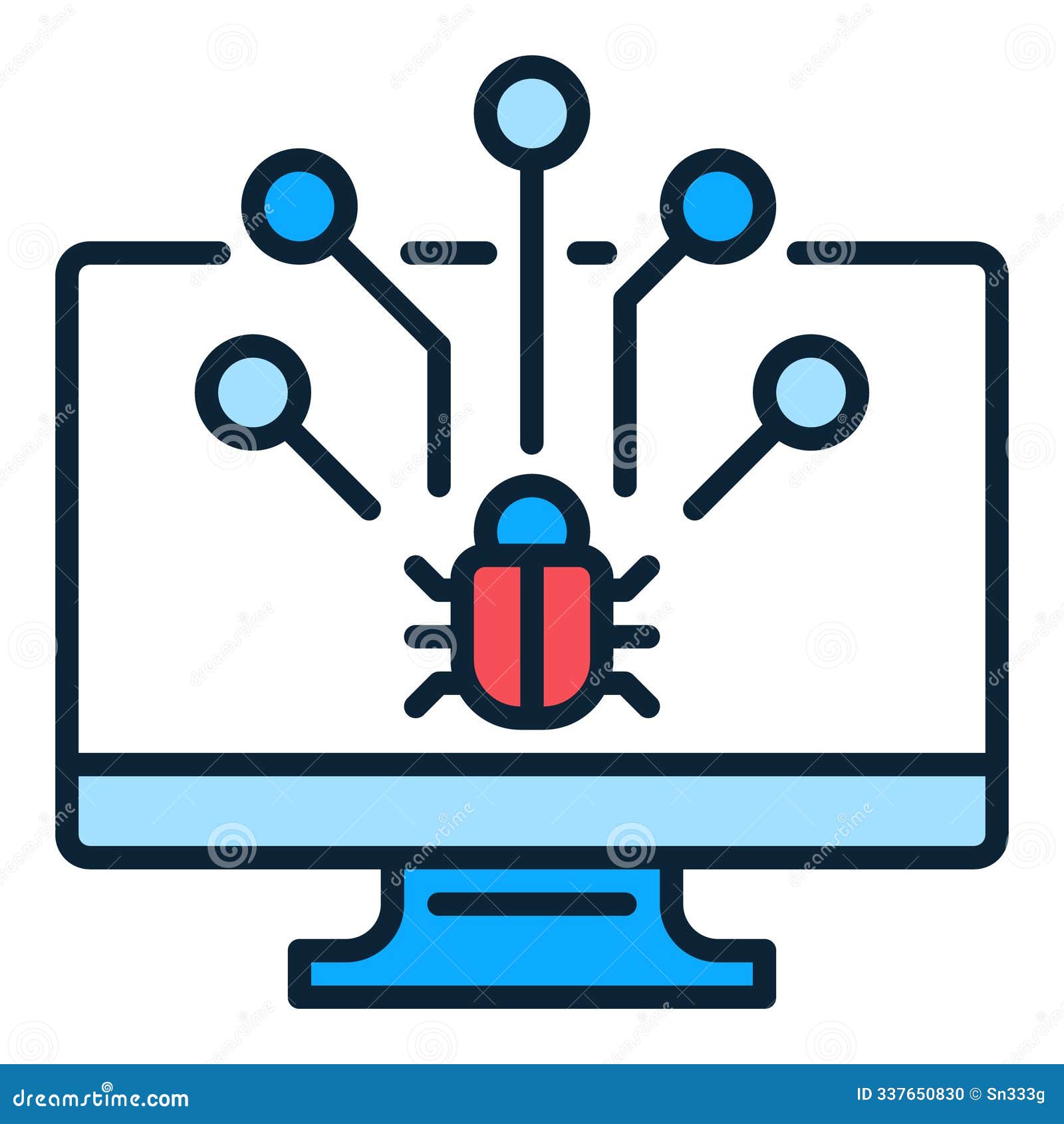 Computer Virus on PC Screen Vector Colored Icon or Design Element Stock ...