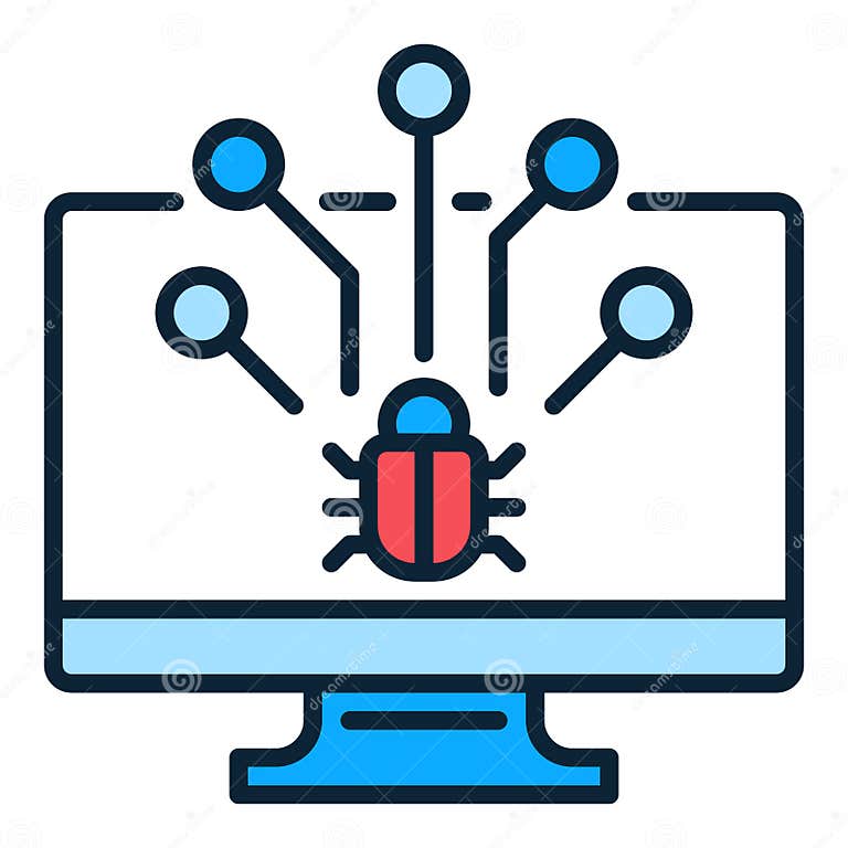 Computer Virus on PC Screen Vector Colored Icon or Design Element Stock ...