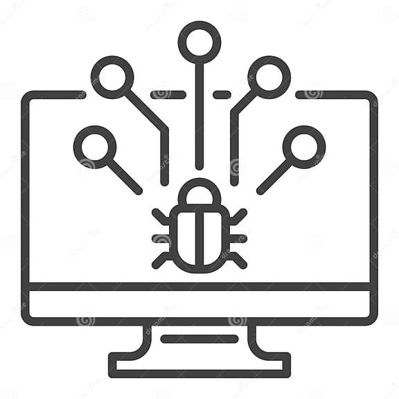 Computer Virus in PC Vector Outline Icon or Symbol Stock Vector ...
