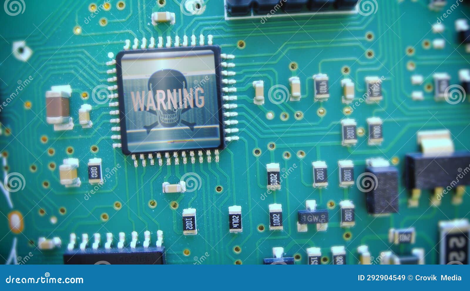Computer Virus Skull Warning on a Motherboard Chip - 2D Graphic Stock ...