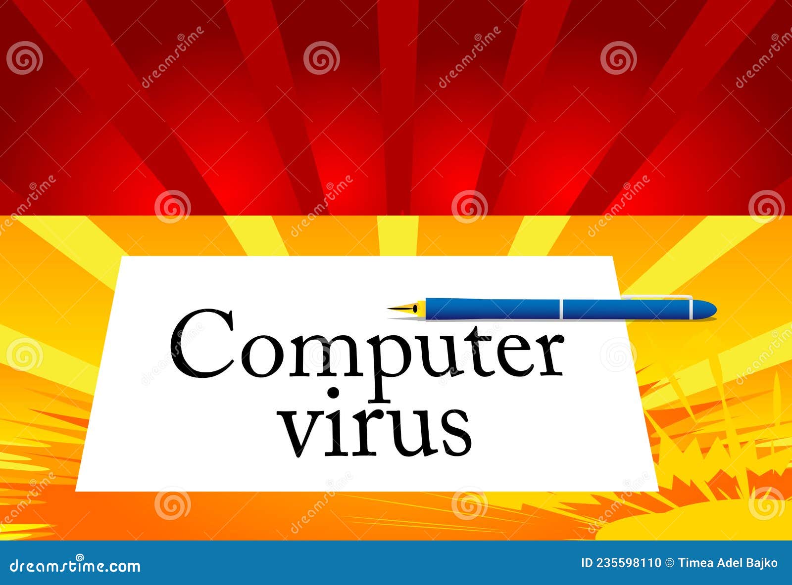 Computer Virus Text on White Paper with Pen. Stock Vector ...