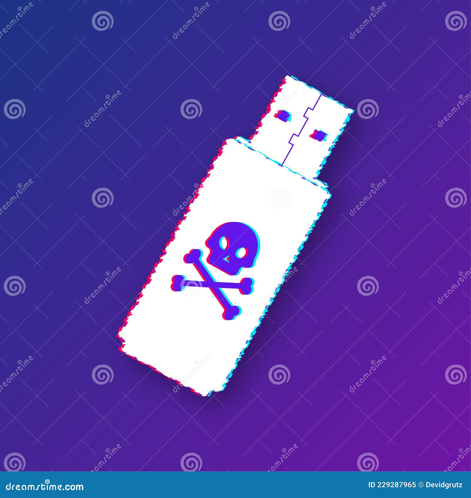 Computer Virus on Usb Flash Card. Glitch Icon. Virus Protection. Vector ...
