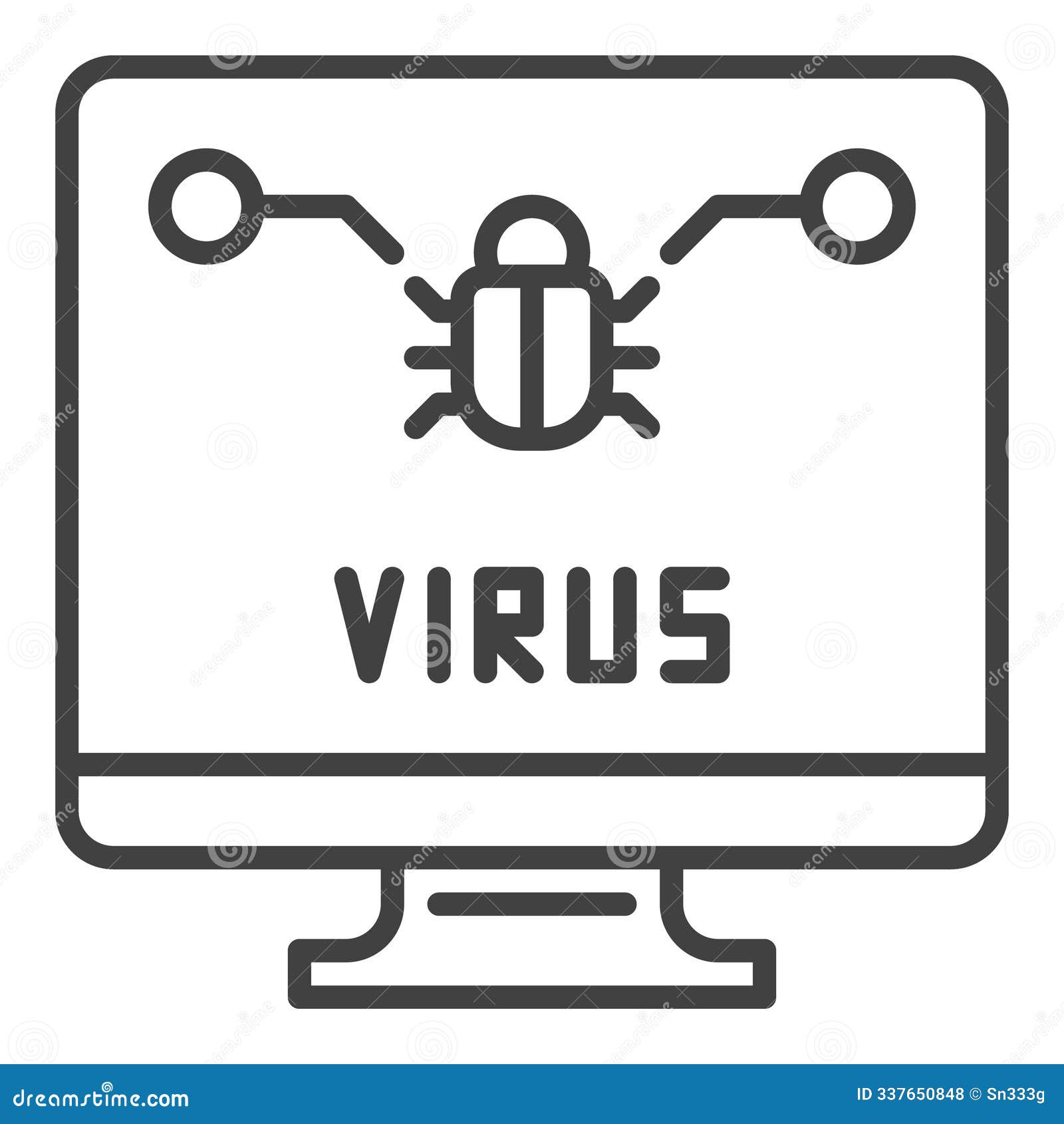 Computer with Virus Vector Icon or Symbol in Outline Style Stock Vector ...