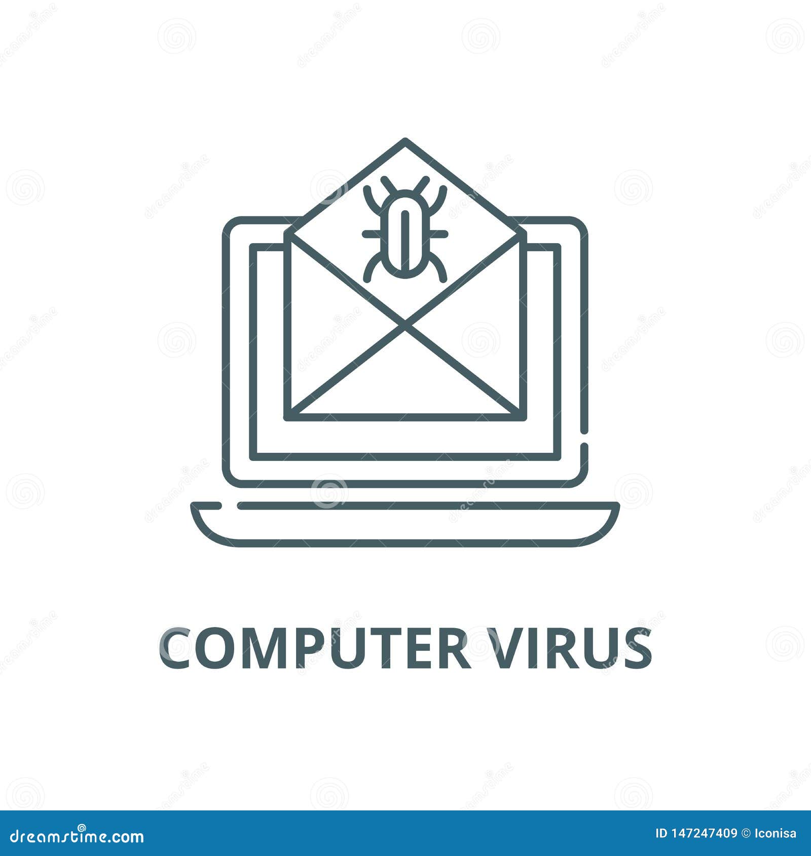 Computer Virus Vector Line Icon, Linear Concept, Outline Sign, Symbol ...