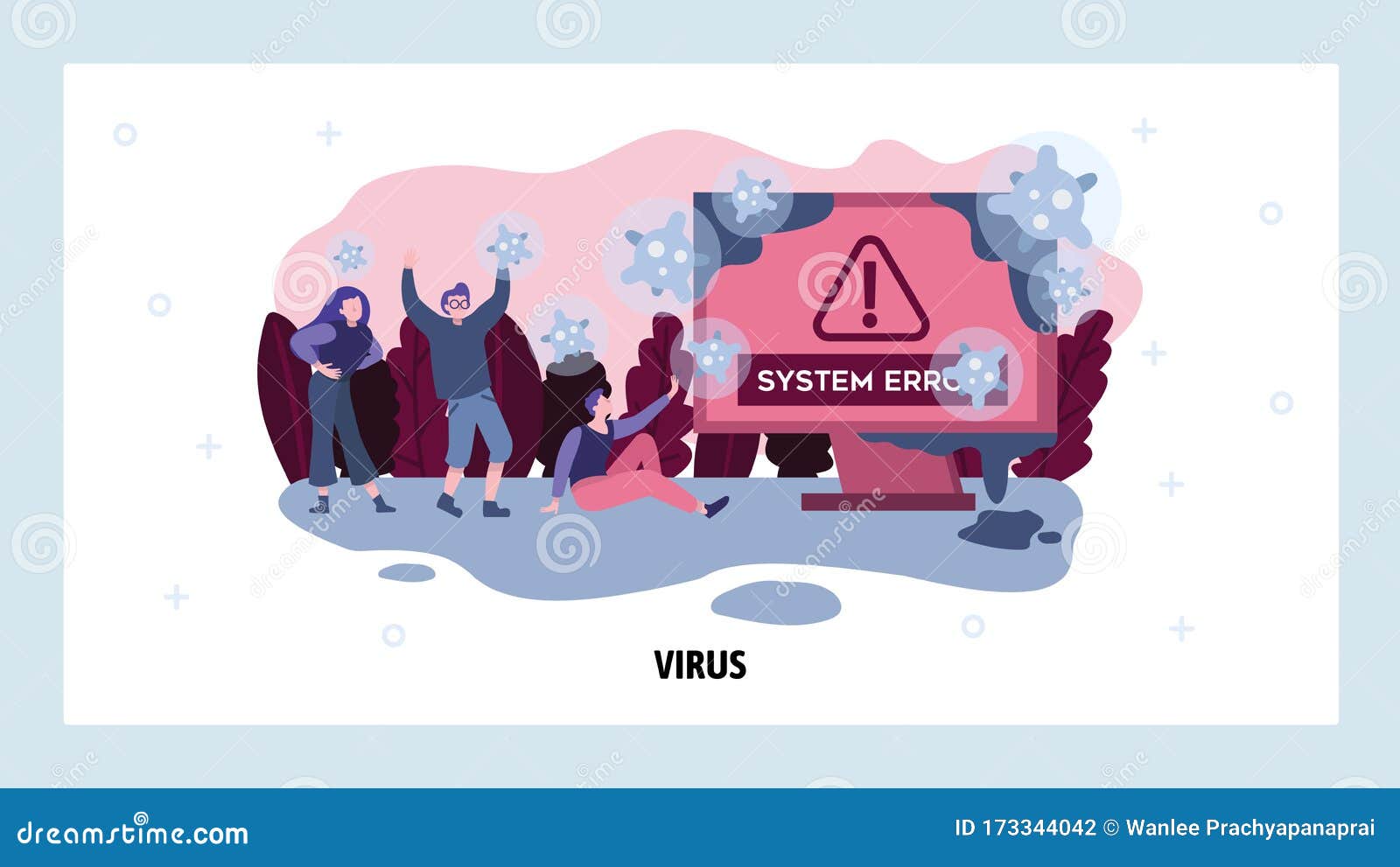 Computer Virus Warning Alert. Error Message. Cyber Security and System ...