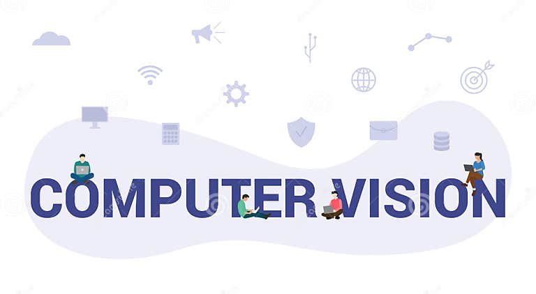 Computer Vision Concept with Big Word or Text and Team People with ...