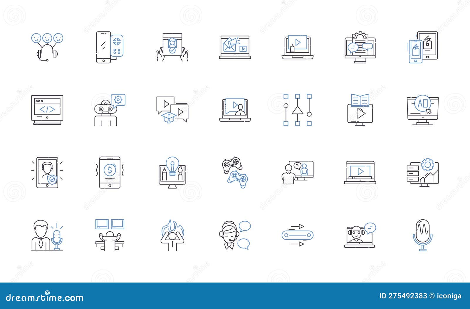 Computer Vision Line Icons Collection Recognition Processing Detection Classification