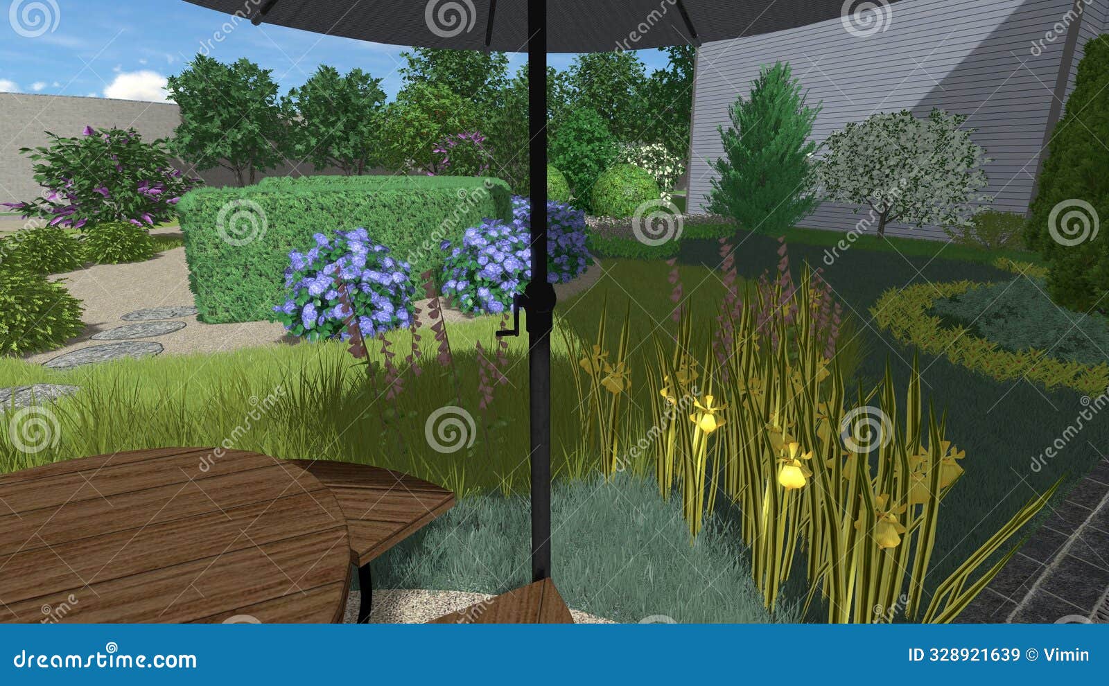3d Image of the Landscape Design of the Home Territory. Landscaping of ...