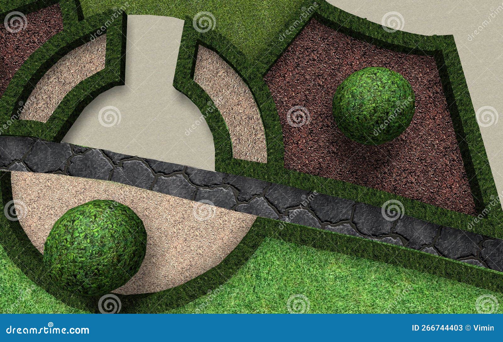 3d Image of Landscape Design of a Personal Plot. Composition of a Plant ...
