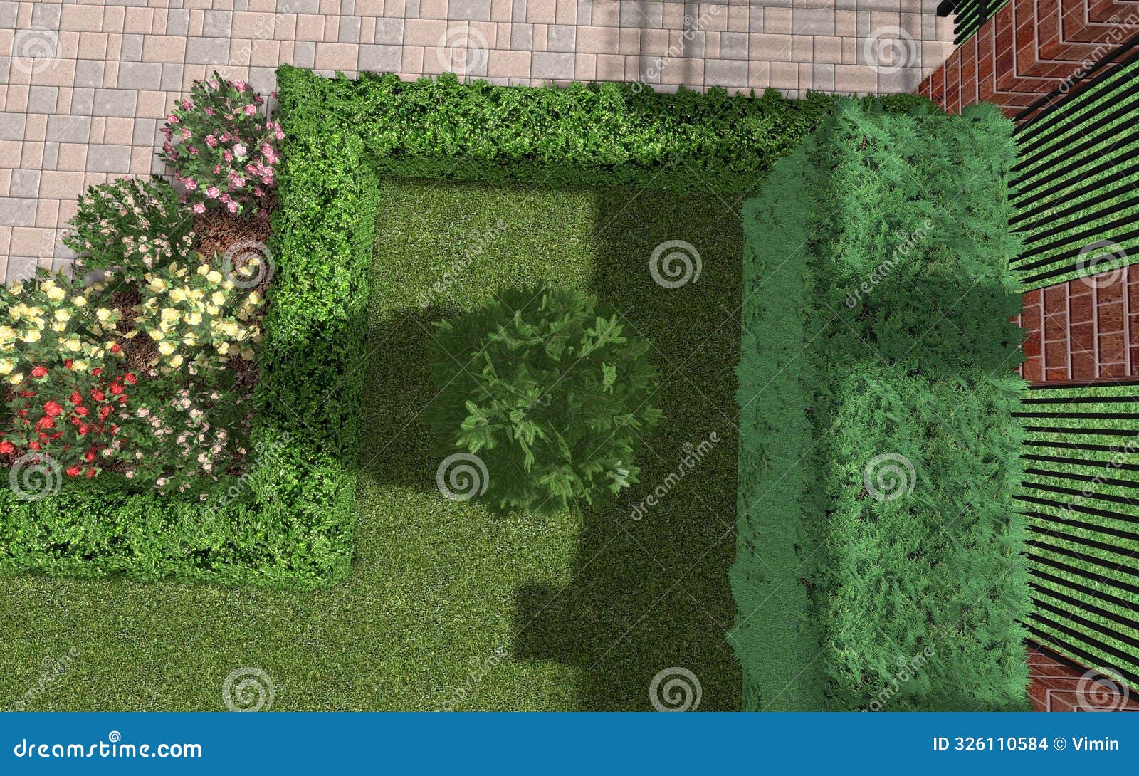 3d Image of Landscape Design of a Park Area. Landscape Planning of the ...