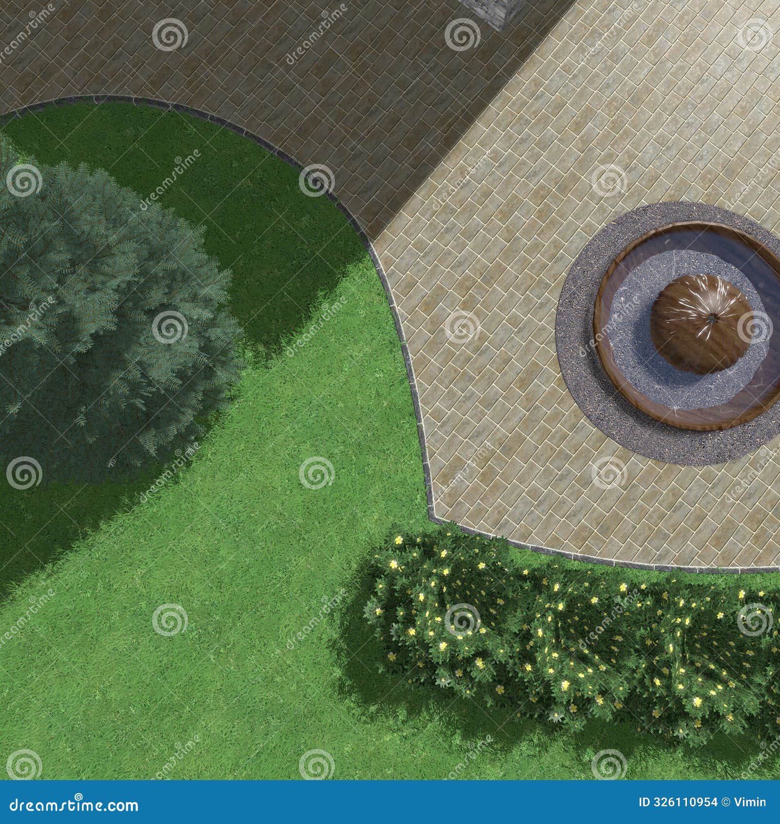 3d Image of Landscape Design of a Park Area. Landscape Planning of the ...