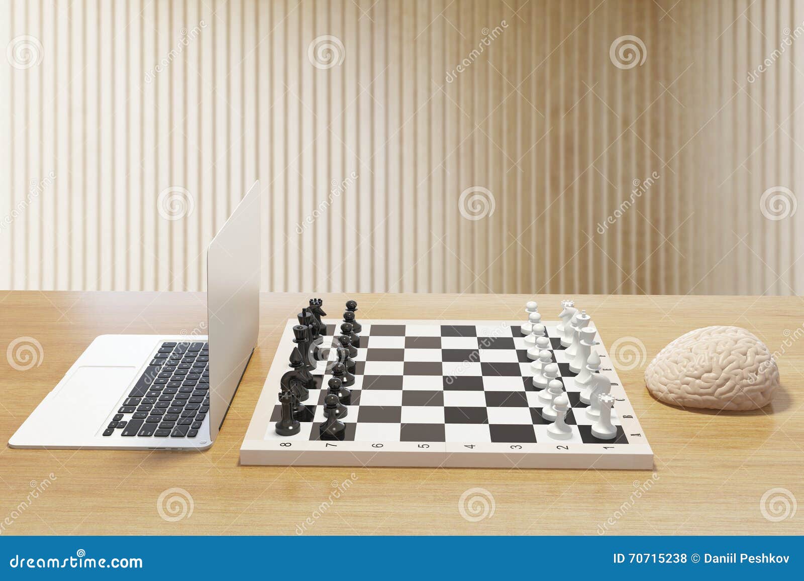 Computer vs brain desktop stock illustration. Illustration of chess ...