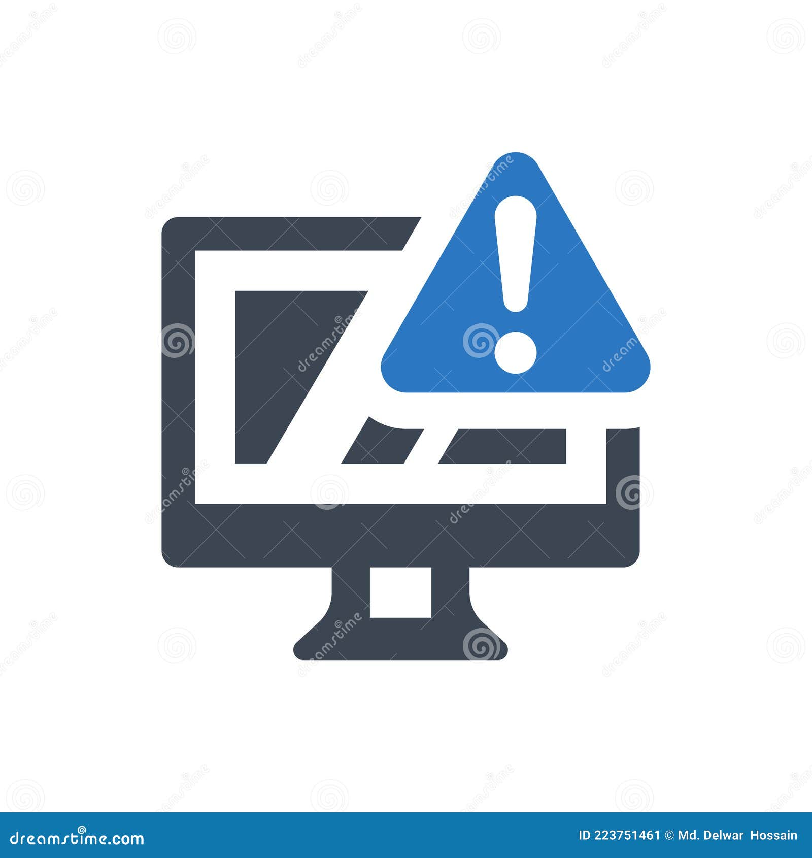 Computer warning icon stock vector. Illustration of warning - 223751461