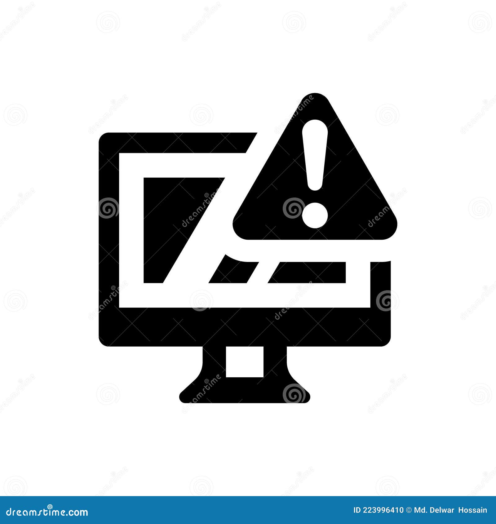 Computer warning icon stock vector. Illustration of vector - 223996410