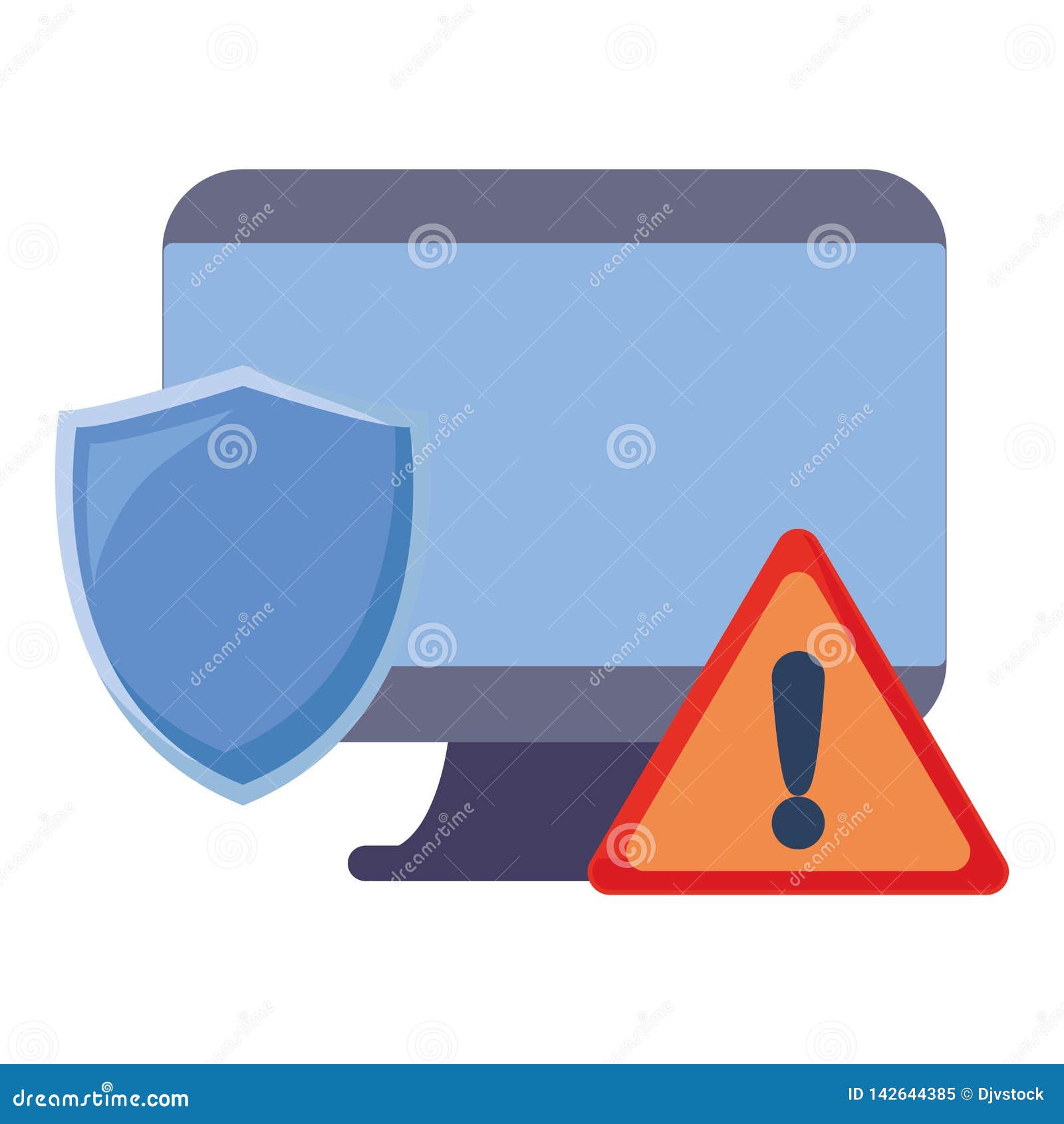 Computer Warning Shield on White Background Stock Vector - Illustration ...