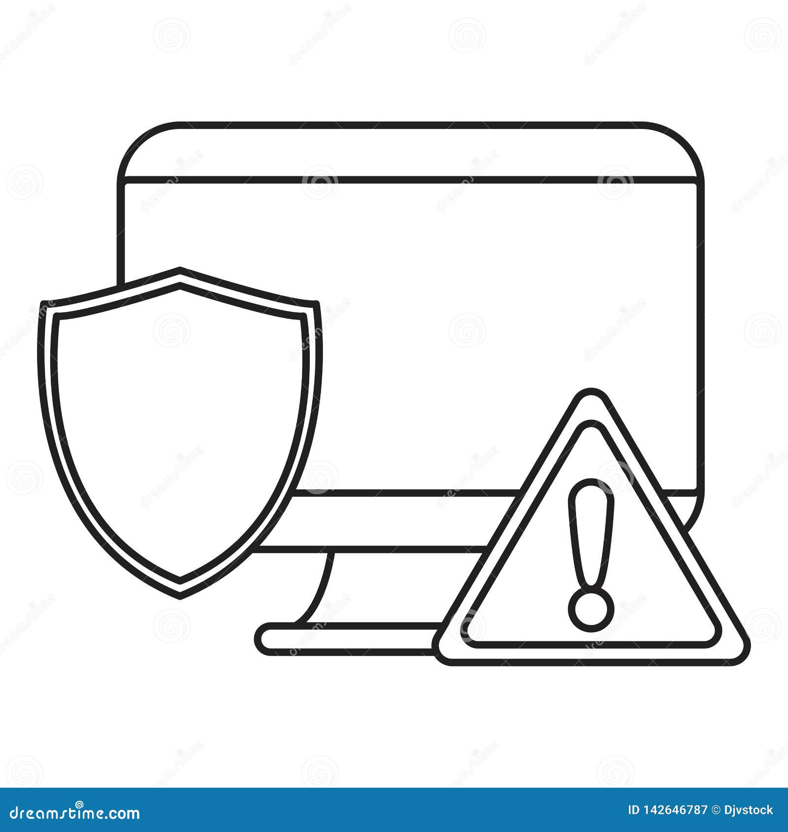 Computer Warning Shield on White Background Stock Vector - Illustration ...