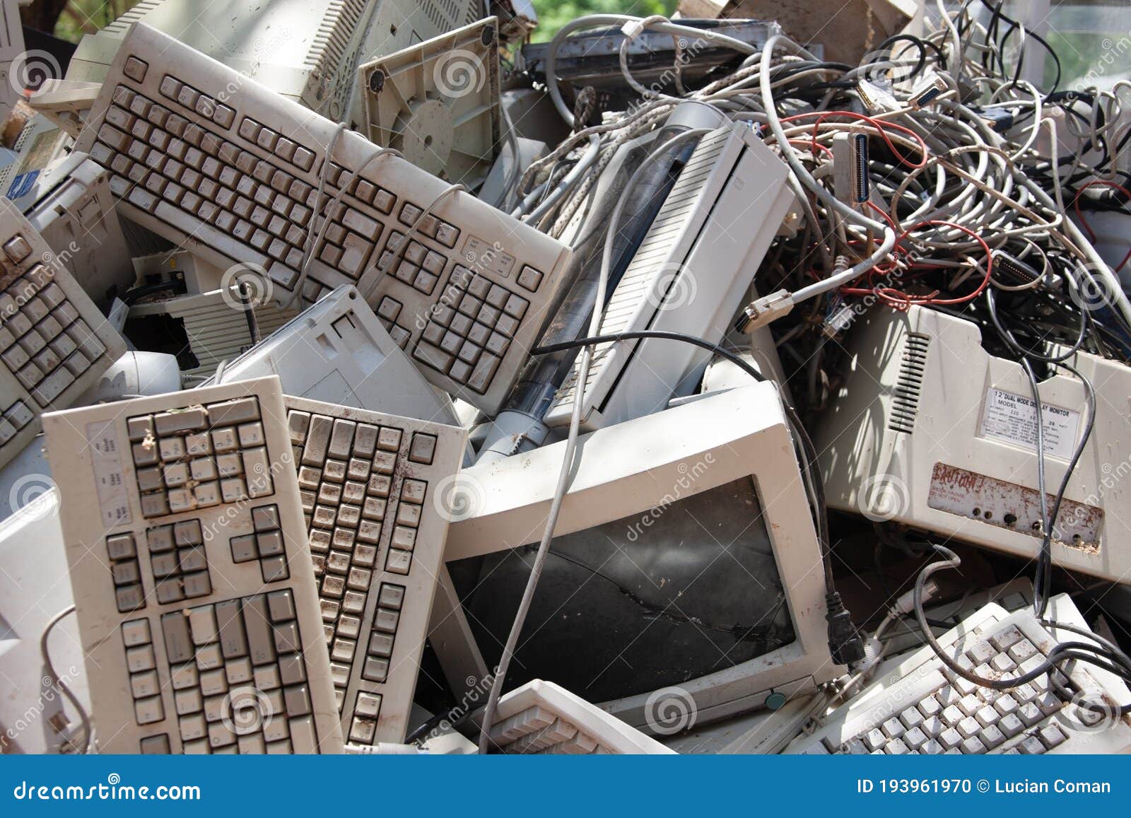 Computer waste stock photo. Image of junkyard, damaged - 193961970