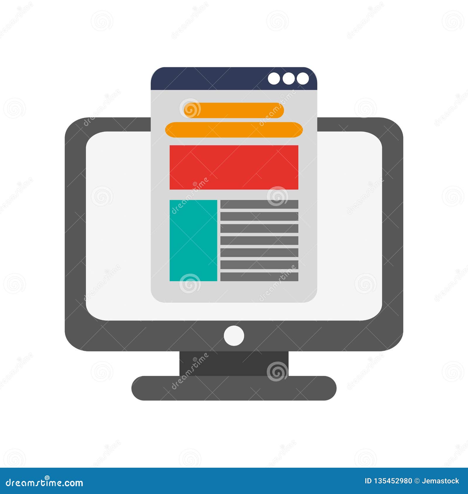 Computer with Web App Technology Stock Vector - Illustration of media ...