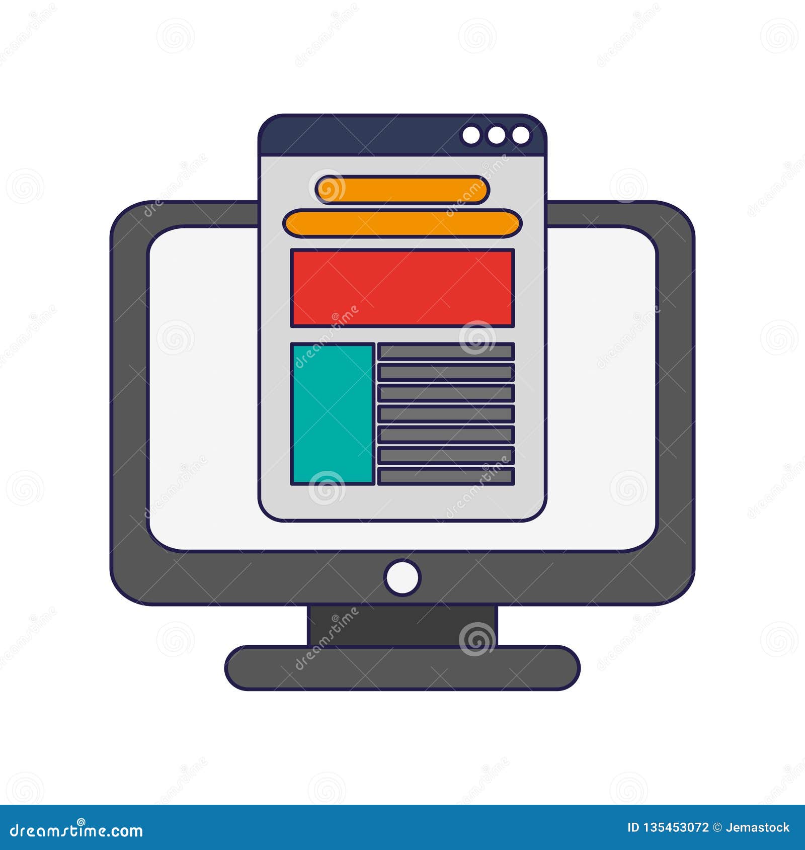 Computer with Web App Technology Stock Vector - Illustration of coding ...