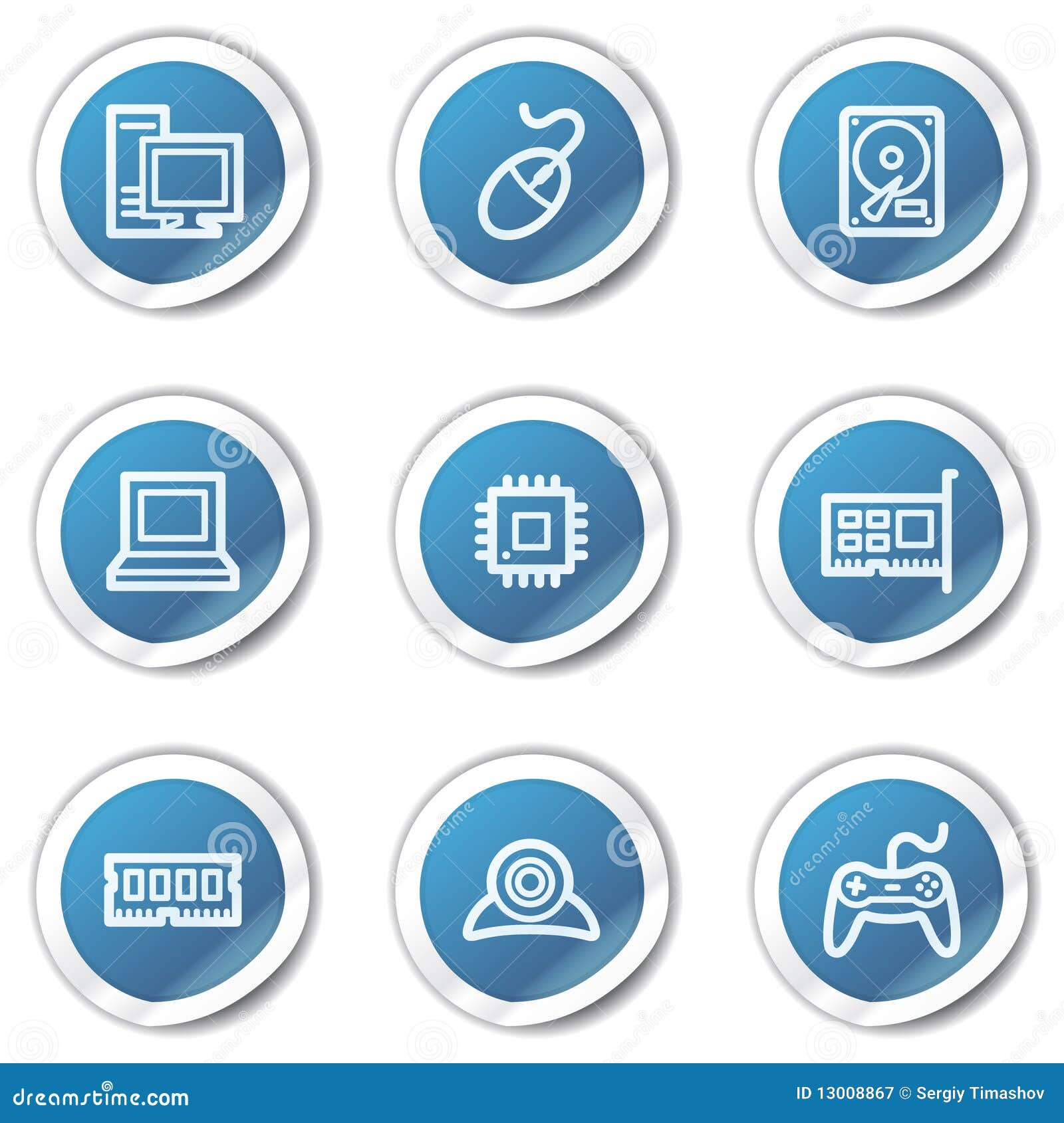 Computer Web Icons, Blue Sticker Series Stock Vector - Illustration of ...