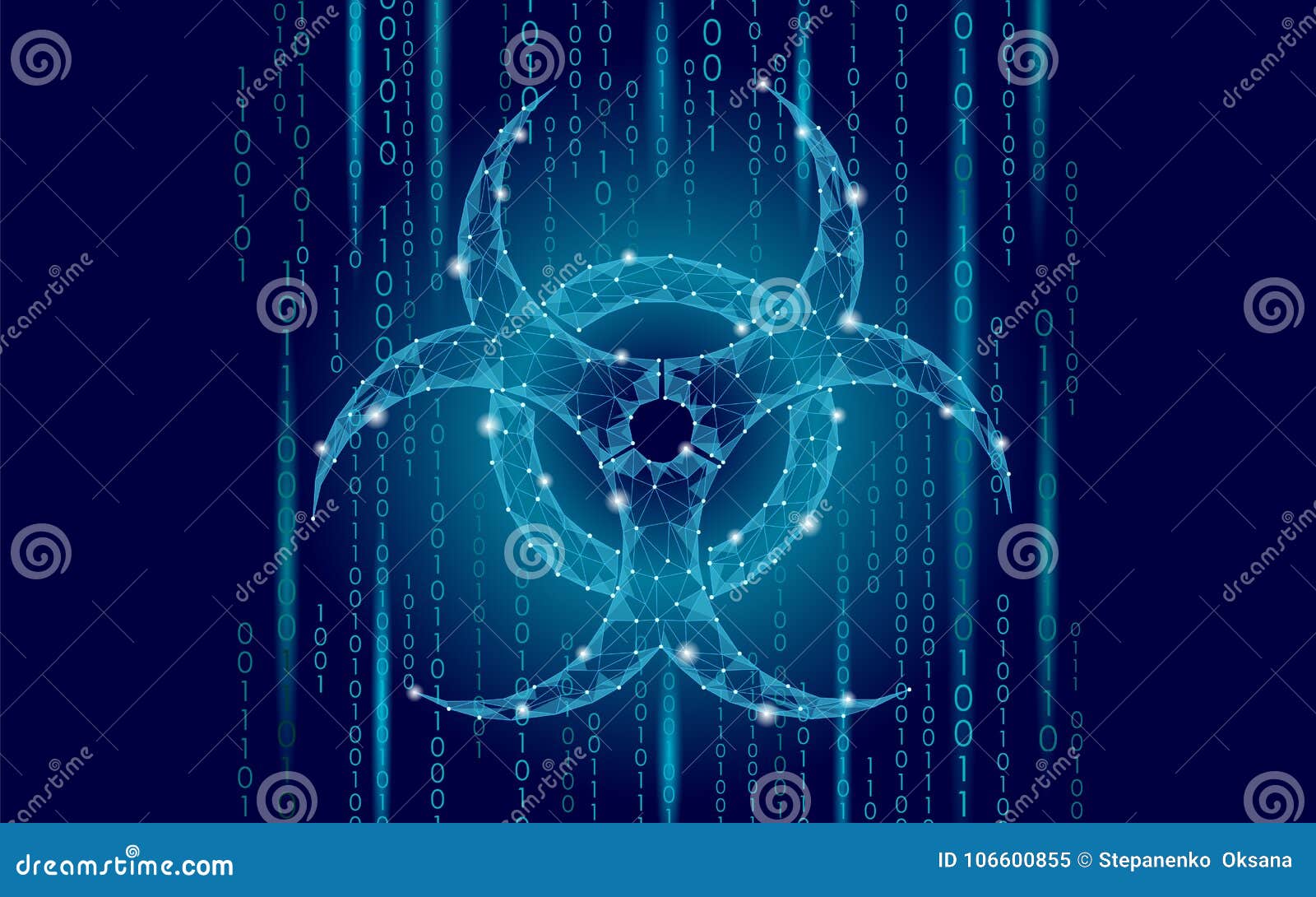 Computer Web Virus Attack Danger. Biohazard Sign Epidemia Alert Data ...