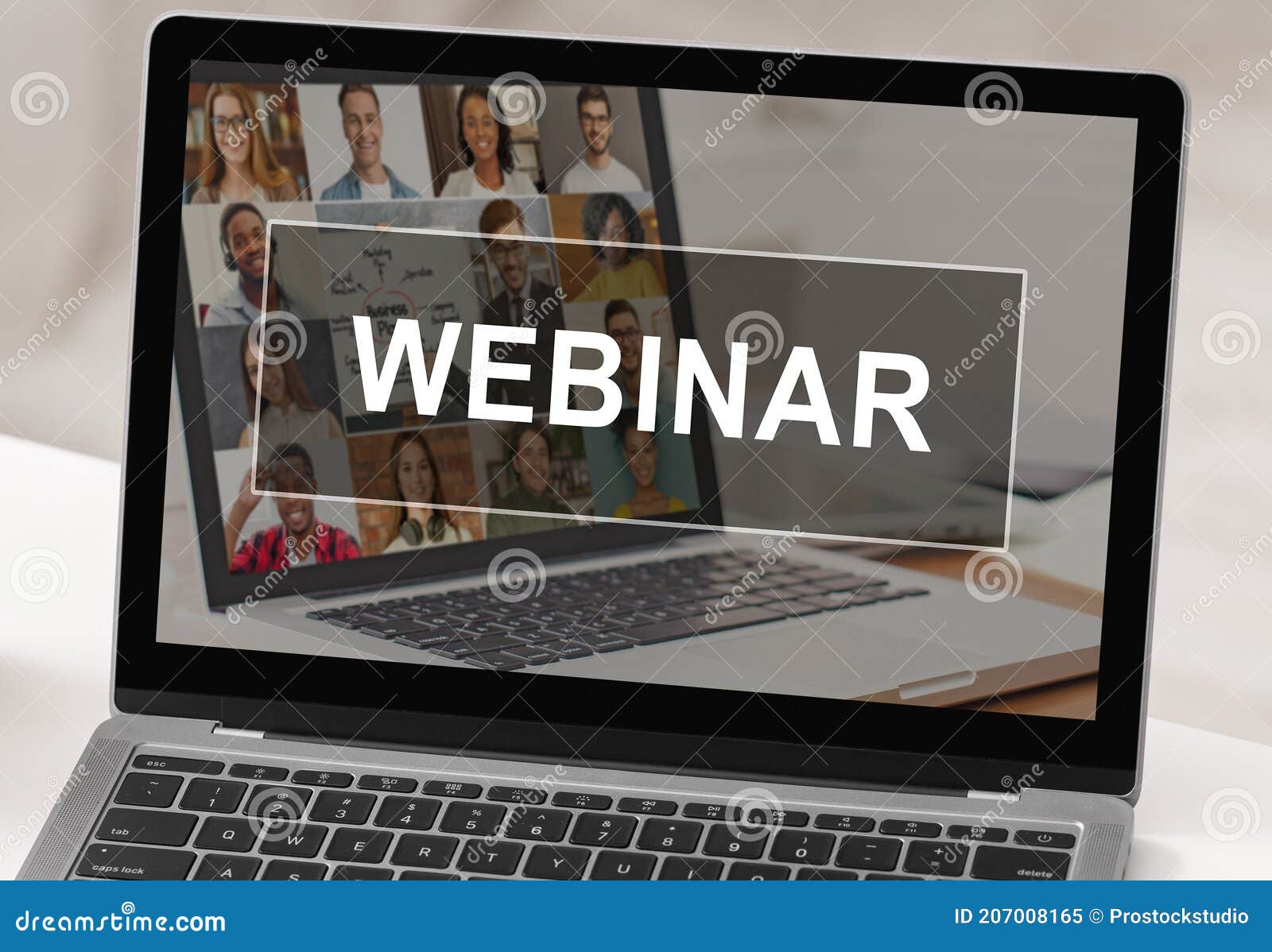 Computer with Webinar Text on Screen, Collage Stock Image - Image of ...